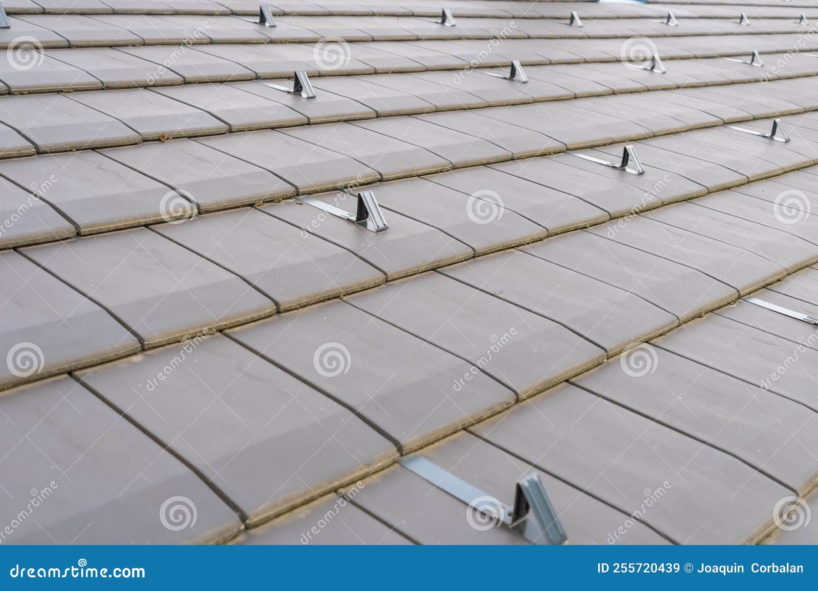 Roof with Modern Tiles and Snow Fasteners Stock Image - Image of ...