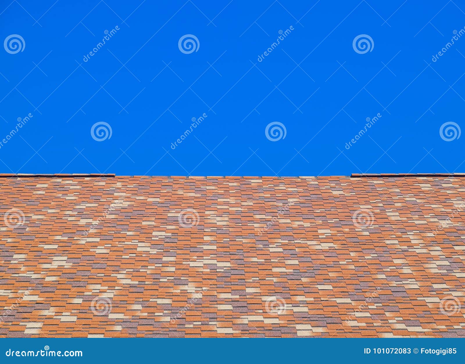 Roof from Multi-colored Bituminous Shingles. Patterned Bitumen Shingles ...