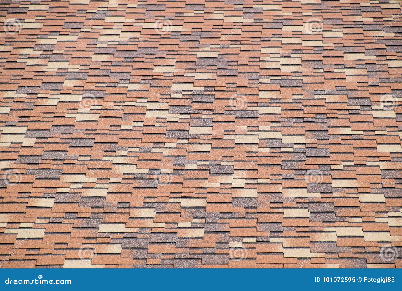 Roof from Multi-colored Bituminous Shingles. Patterned Bitumen Shingles ...
