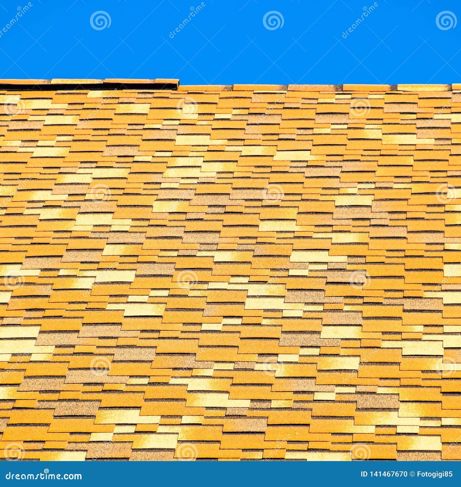 Roof from Multi-colored Bituminous Shingles. Stock Photo - Image of ...