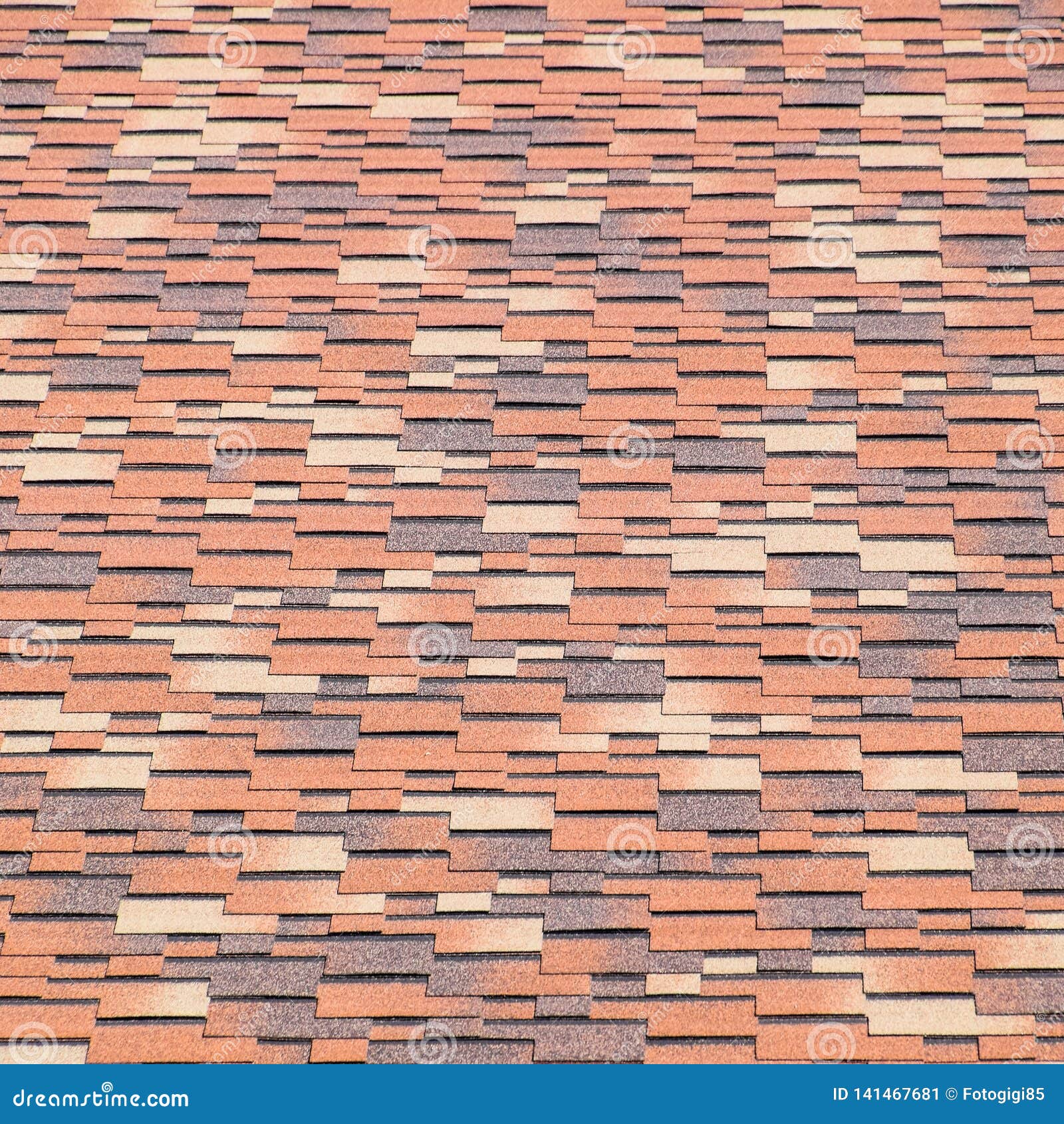 Roof from Multi-colored Bituminous Shingles Stock Image - Image of ...