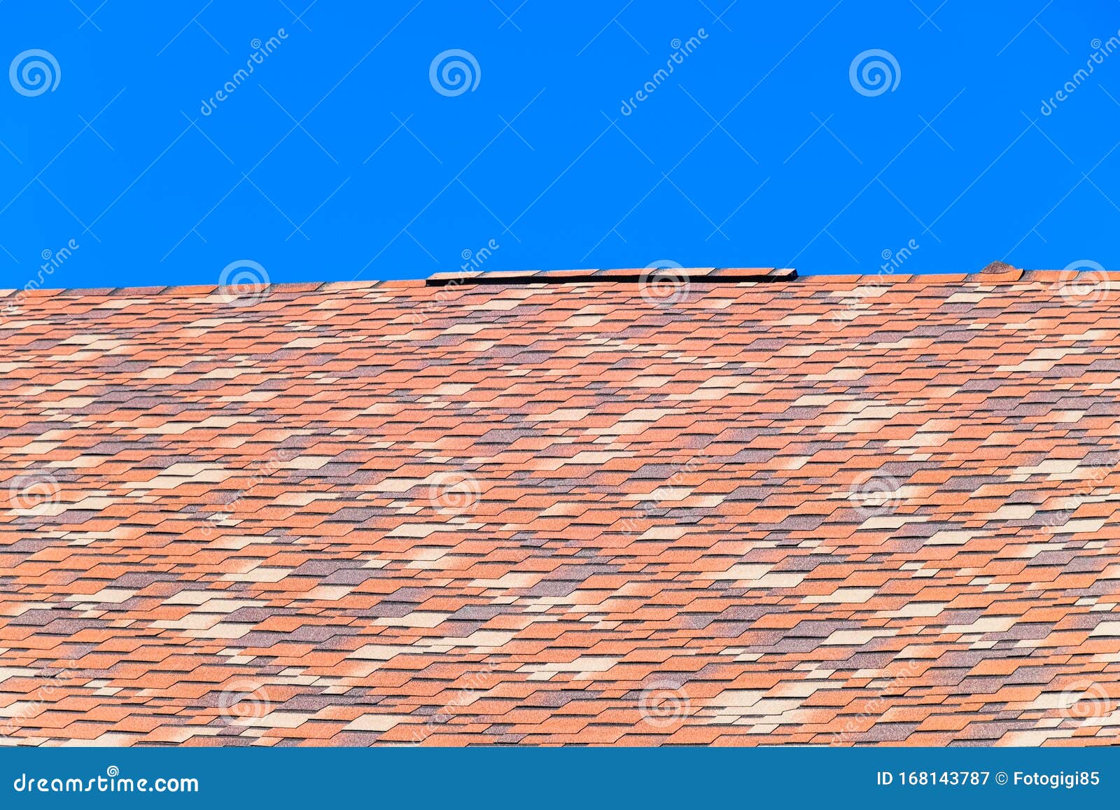 Roof from Multi-colored Bituminous Shingles. Stock Image - Image of ...