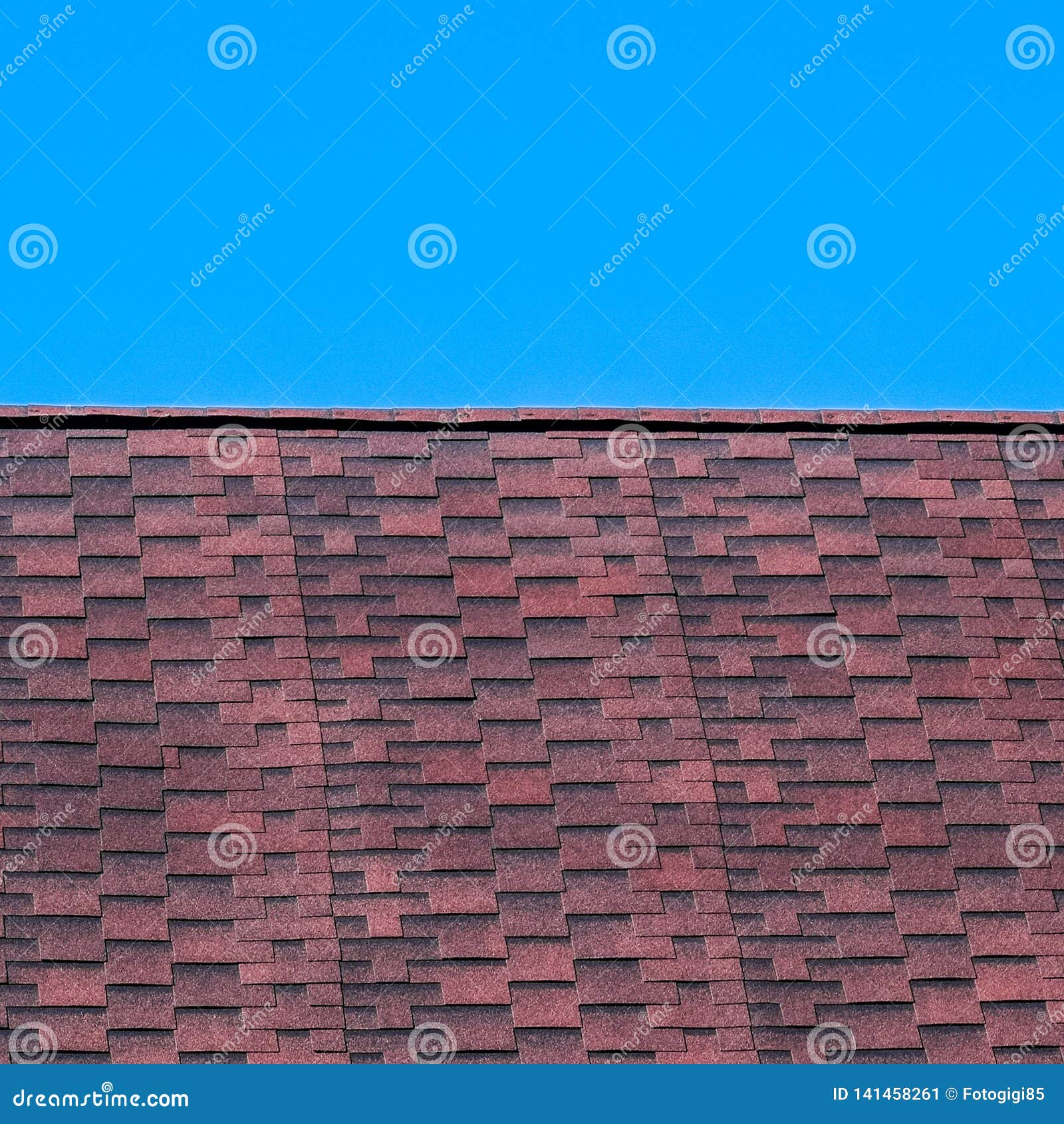 Roof from Multi-colored Bituminous Shingles. Patterned Bitumen Shingles ...