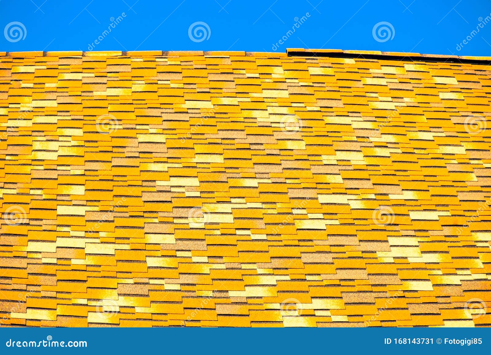 Roof from Multi-colored Bituminous Shingles. Stock Image - Image of ...