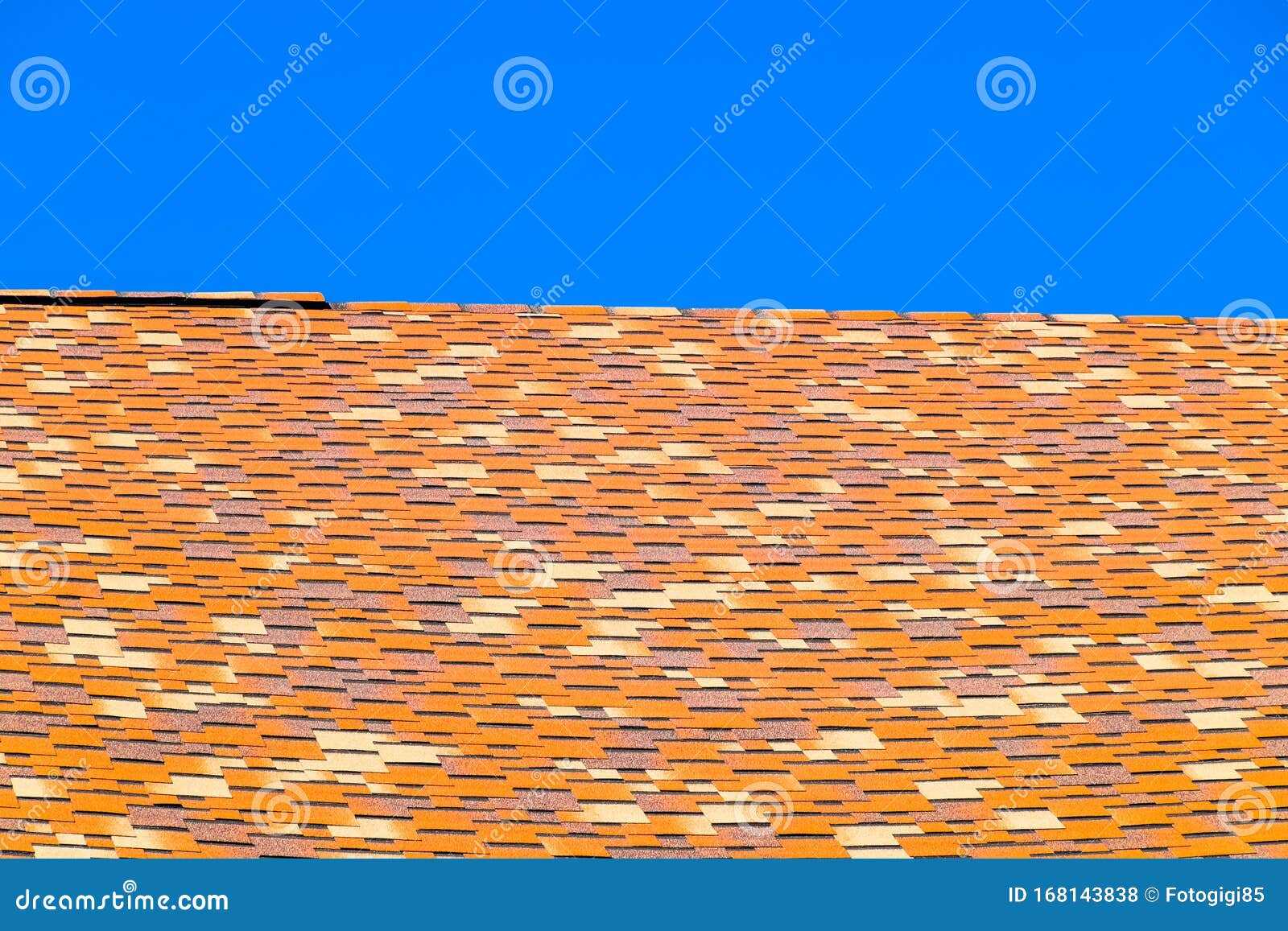 Roof from Multi-colored Bituminous Shingles. Stock Photo - Image of ...