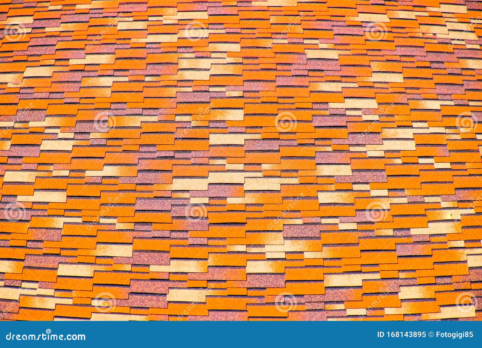 Roof from Multi-colored Bituminous Shingles. Stock Image - Image of ...