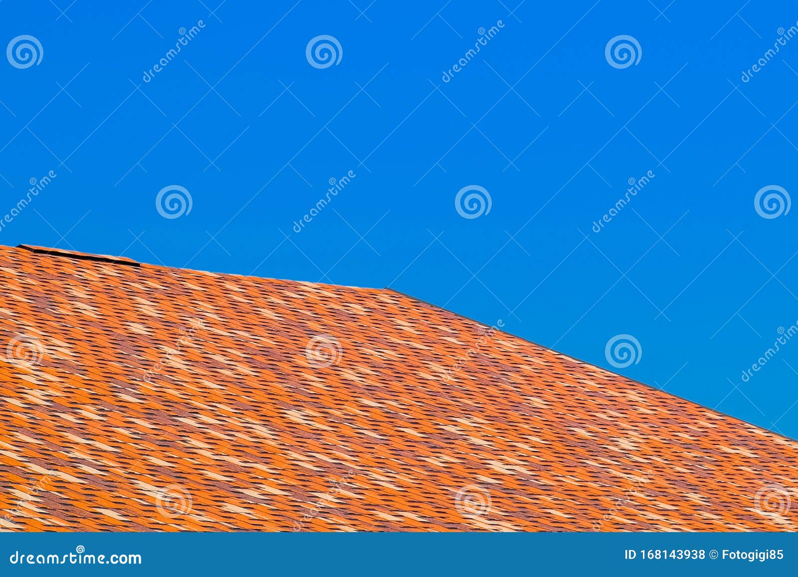 Roof from Multi-colored Bituminous Shingles. Stock Photo - Image of ...