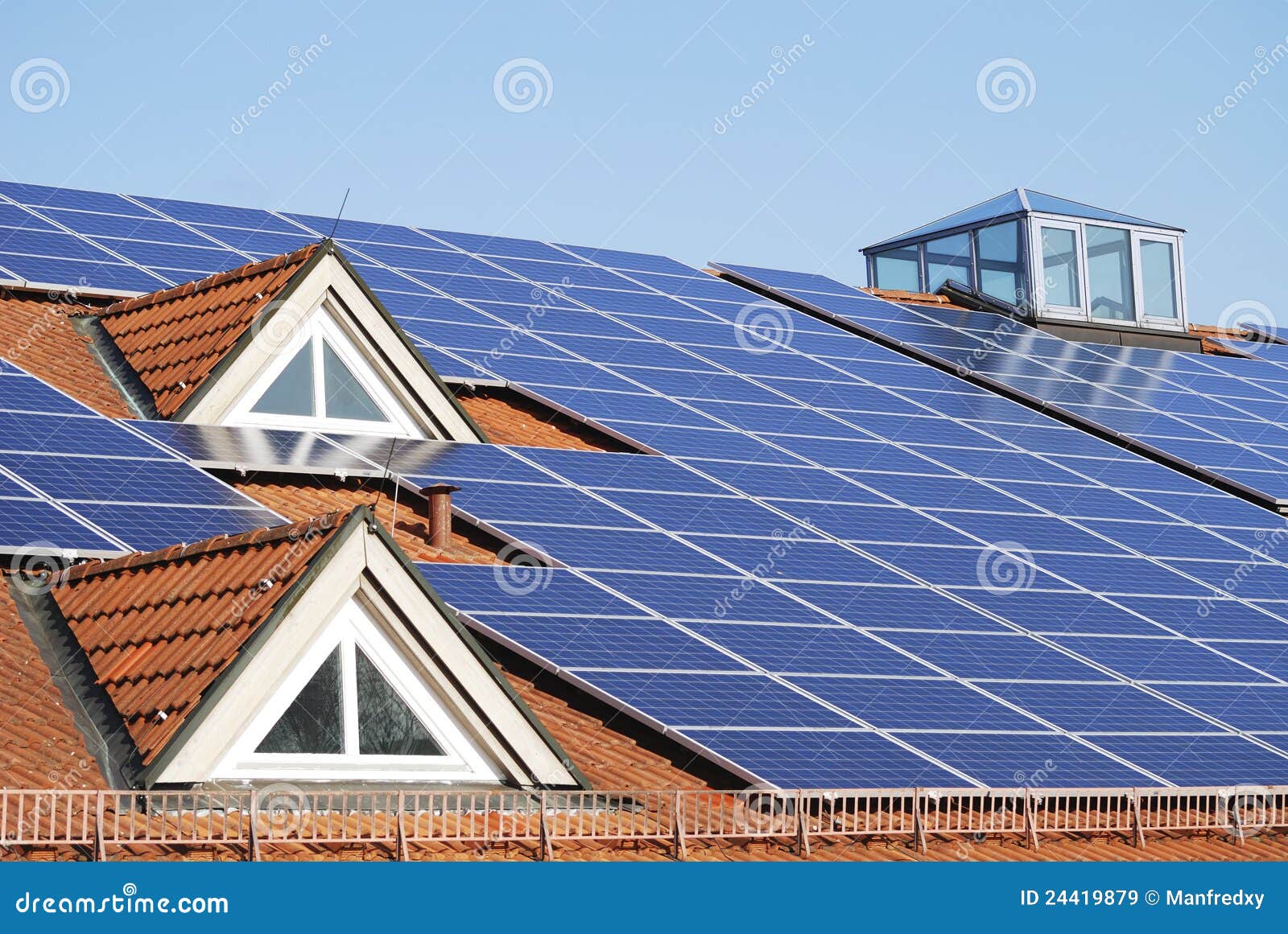 Roof with Photovoltaic System Stock Image - Image of ecology, panel ...