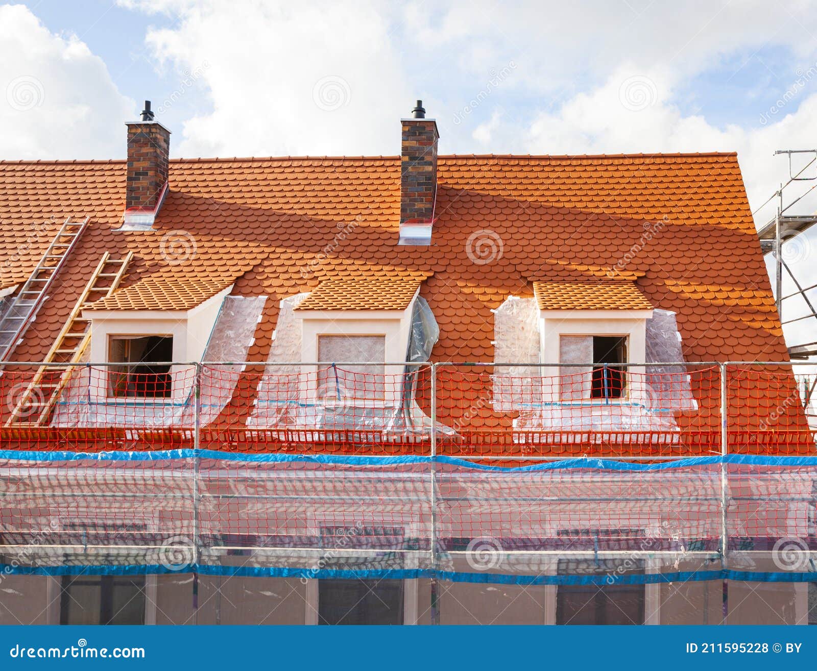 Roof Renovation on a Building Stock Photo - Image of redevelopment ...