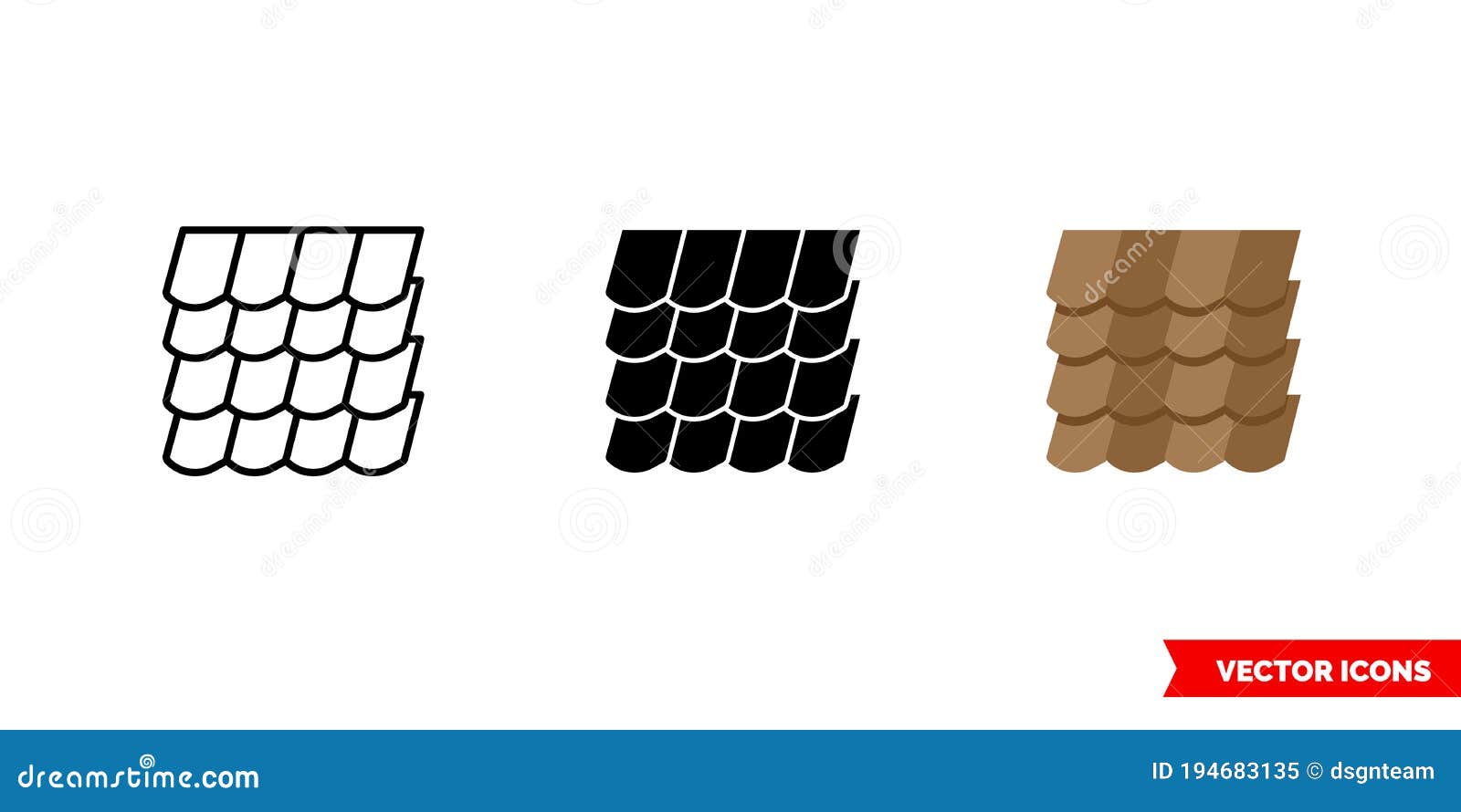 Roof Shingles Icon of 3 Types Color, Black and White, Outline. Isolated ... Roof Shingles Icon of 3 Types Color, Black and White, Outline. Isolated ...