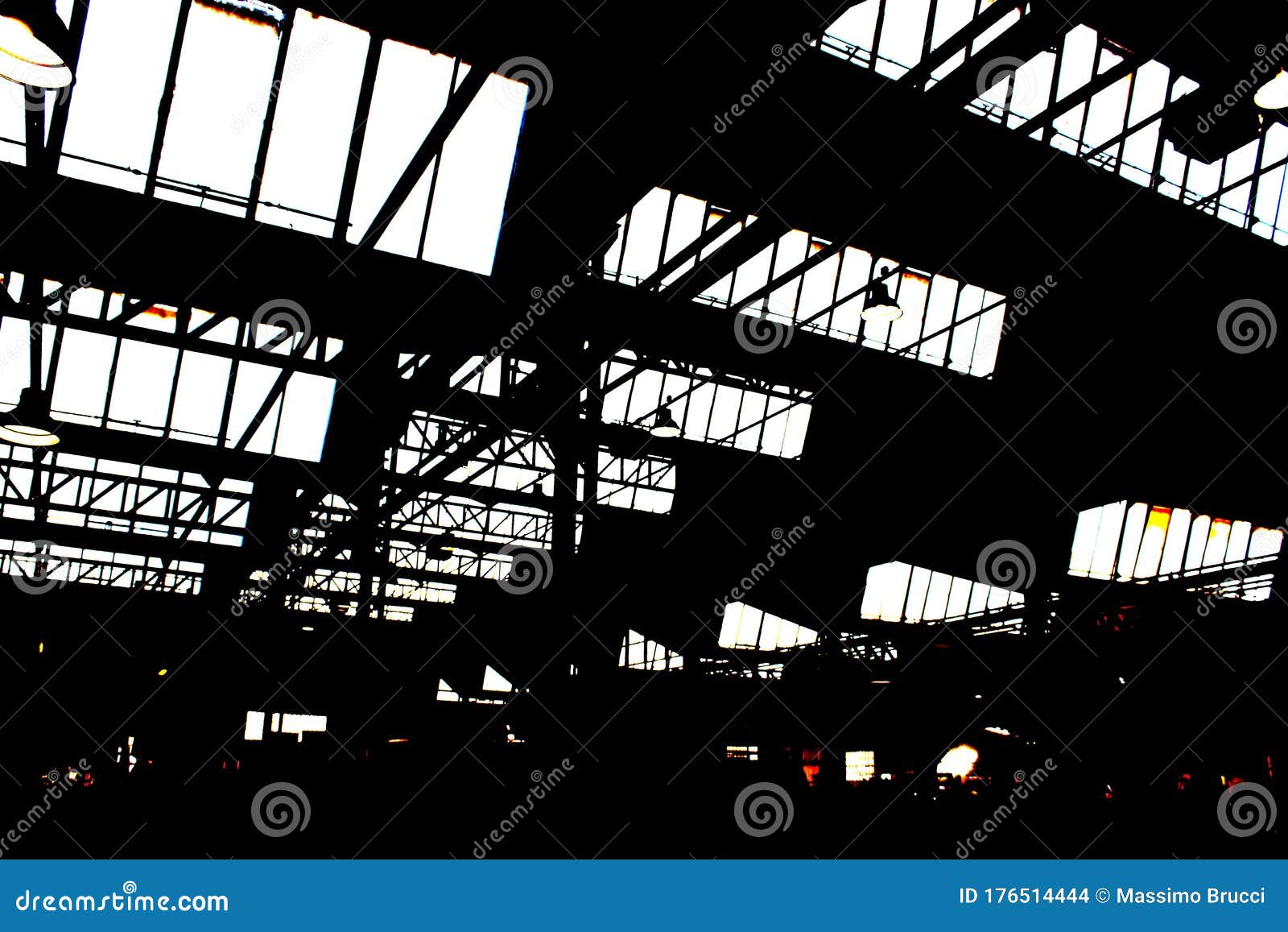 Roof Silhouette of an Industrial Warehouse Stock Photo - Image of ...