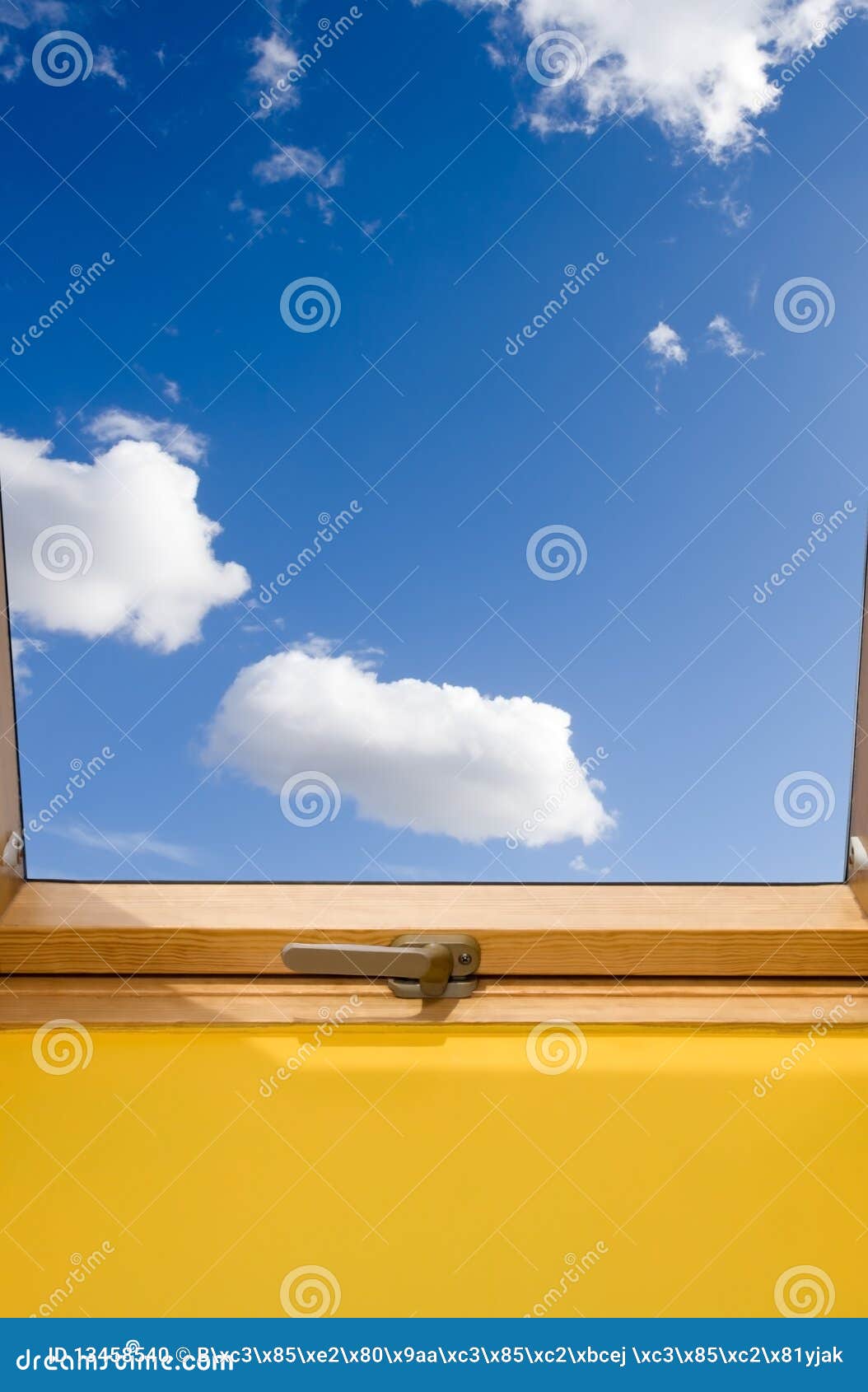 Roof Skylight Window and Bue Sky with White Clouds Stock Photo - Image ...