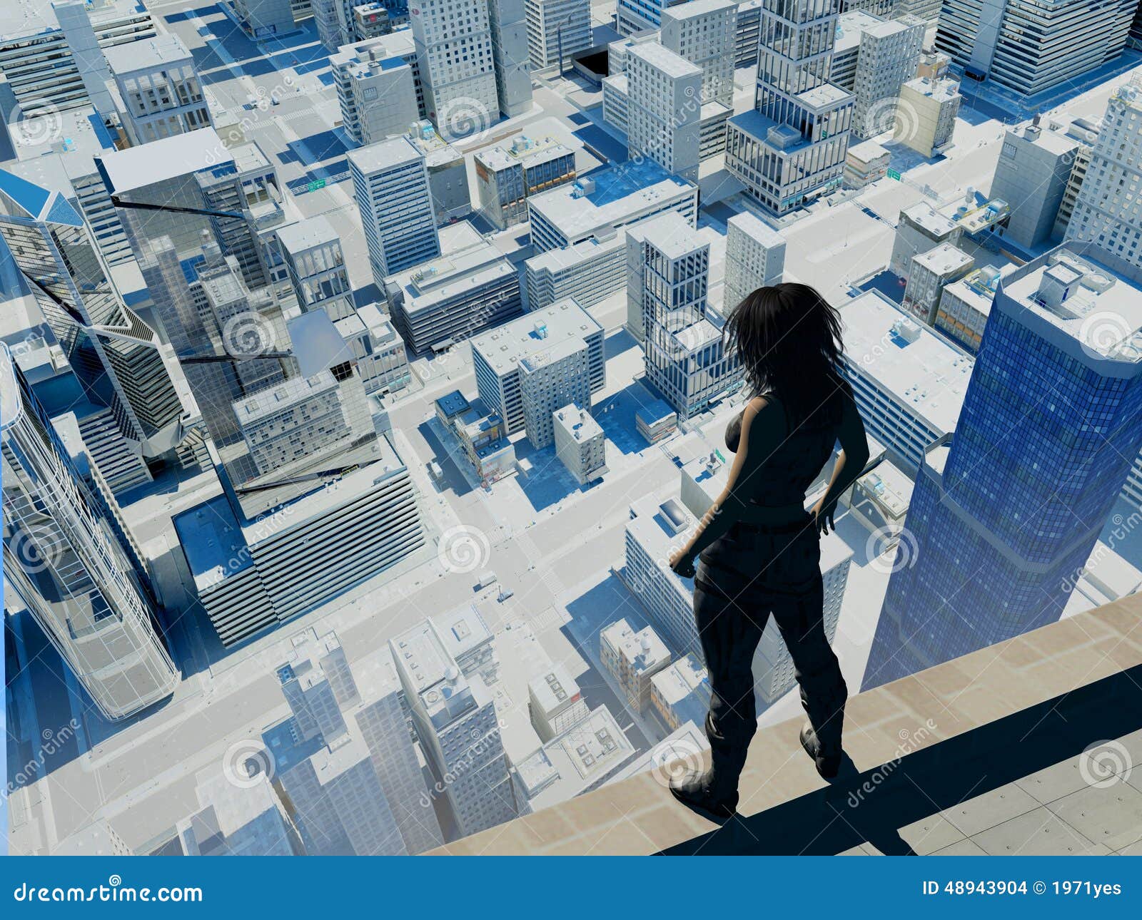 On the Roof of a Skyscraper. Stock Illustration - Illustration of city ...