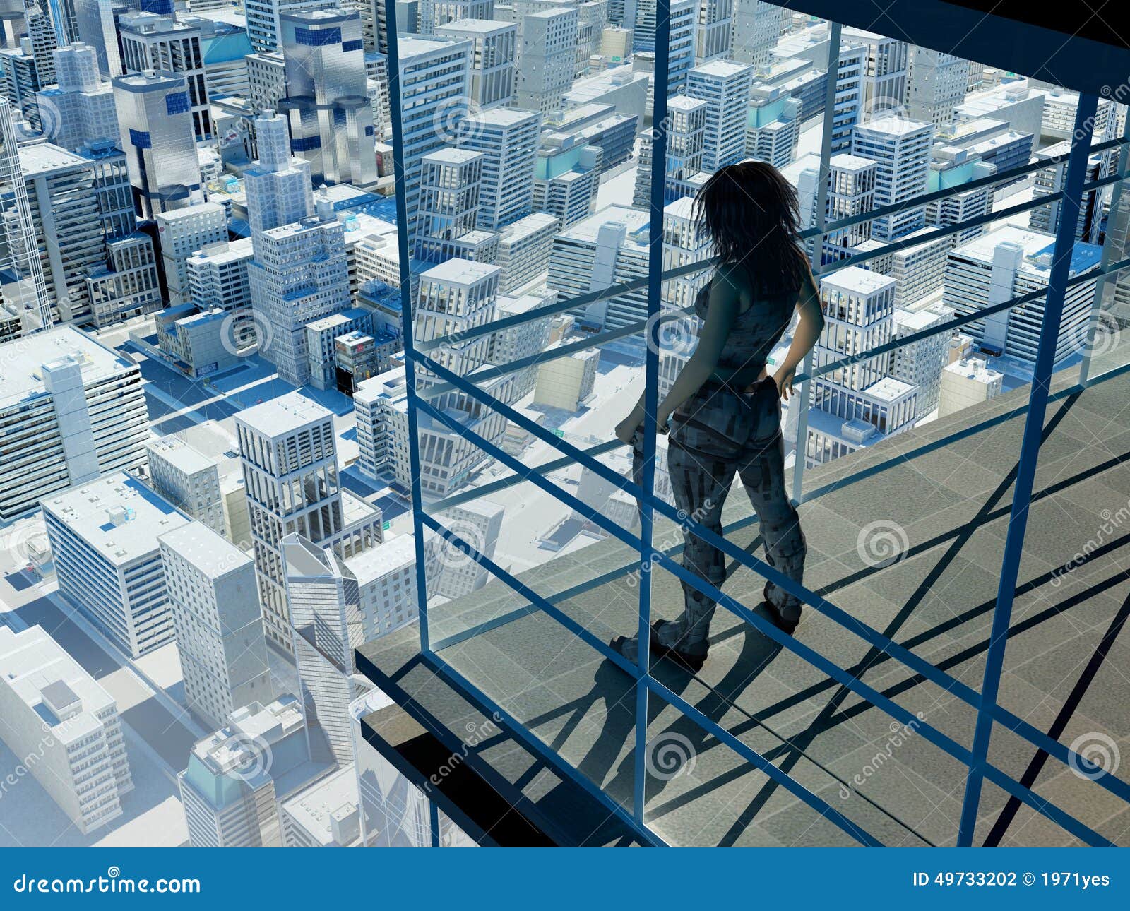 On the Roof of a Skyscraper. Stock Illustration - Illustration of ...