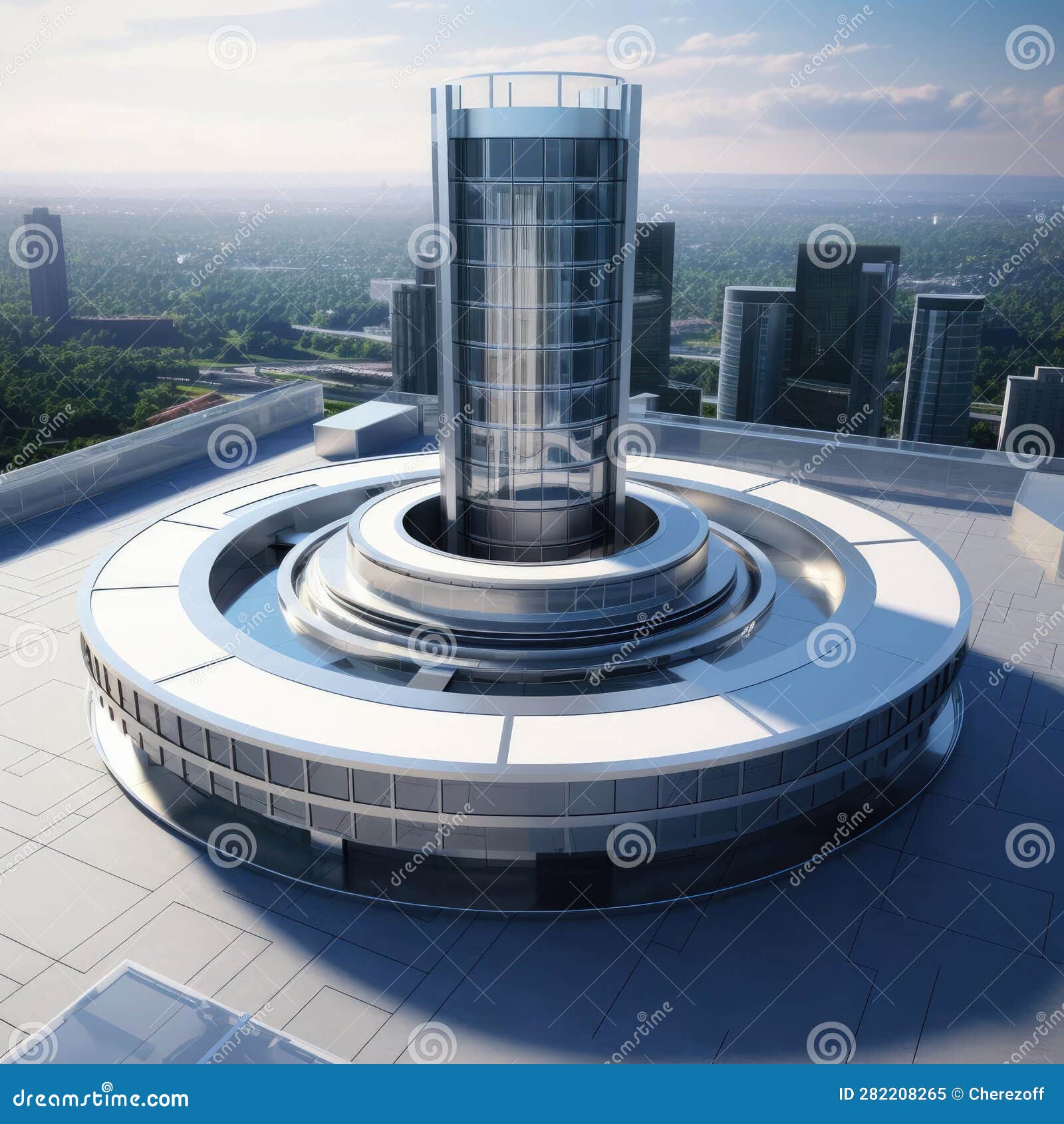 Skyscraper Top View, New Technologies Stock Illustration - Illustration ...