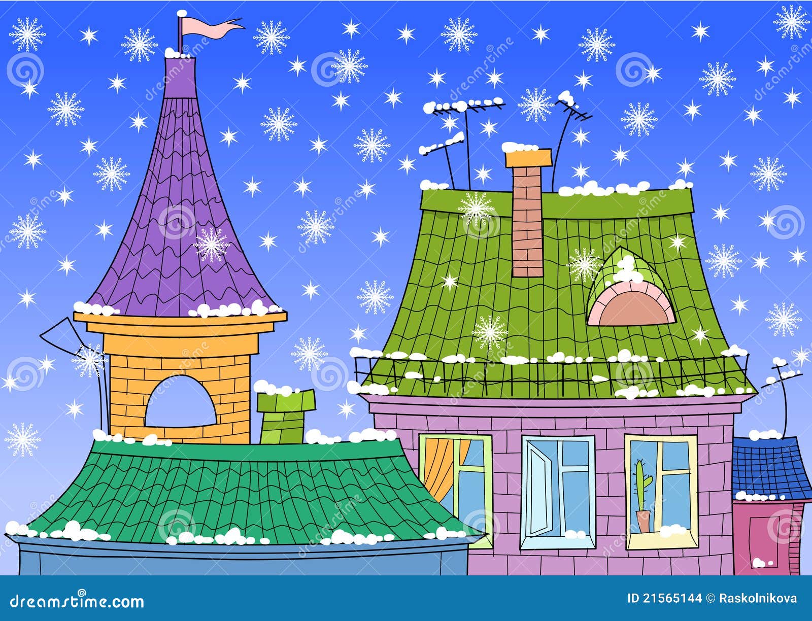 Roof in the snow stock illustration. Illustration of snowflakes - 21565144