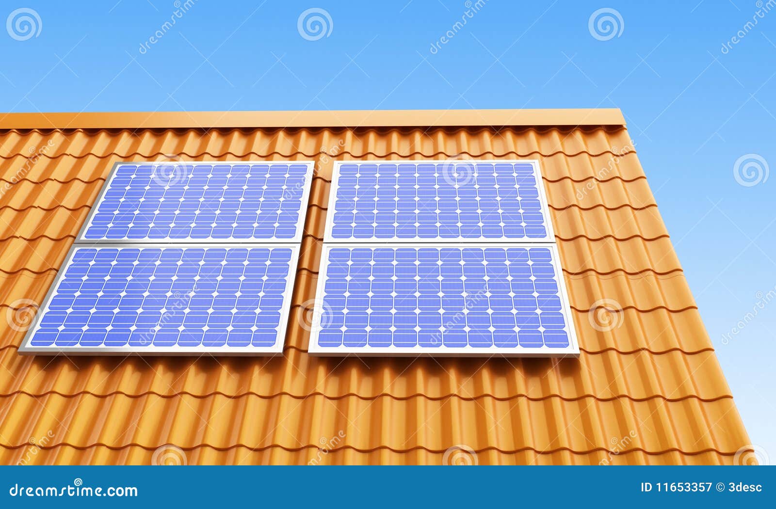 Roof solar panels stock illustration. Illustration of construction ...