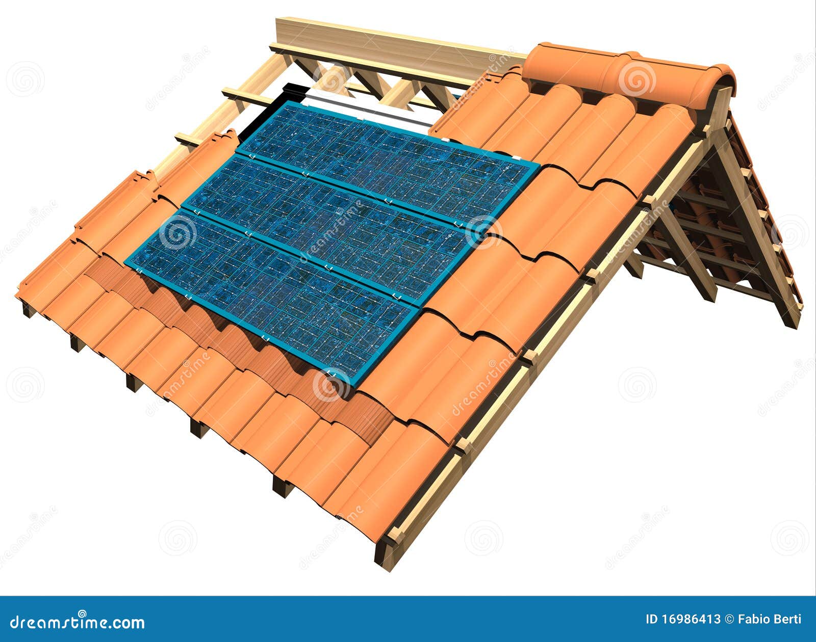 Roof with solar panels stock illustration. Illustration of roof - 16986413