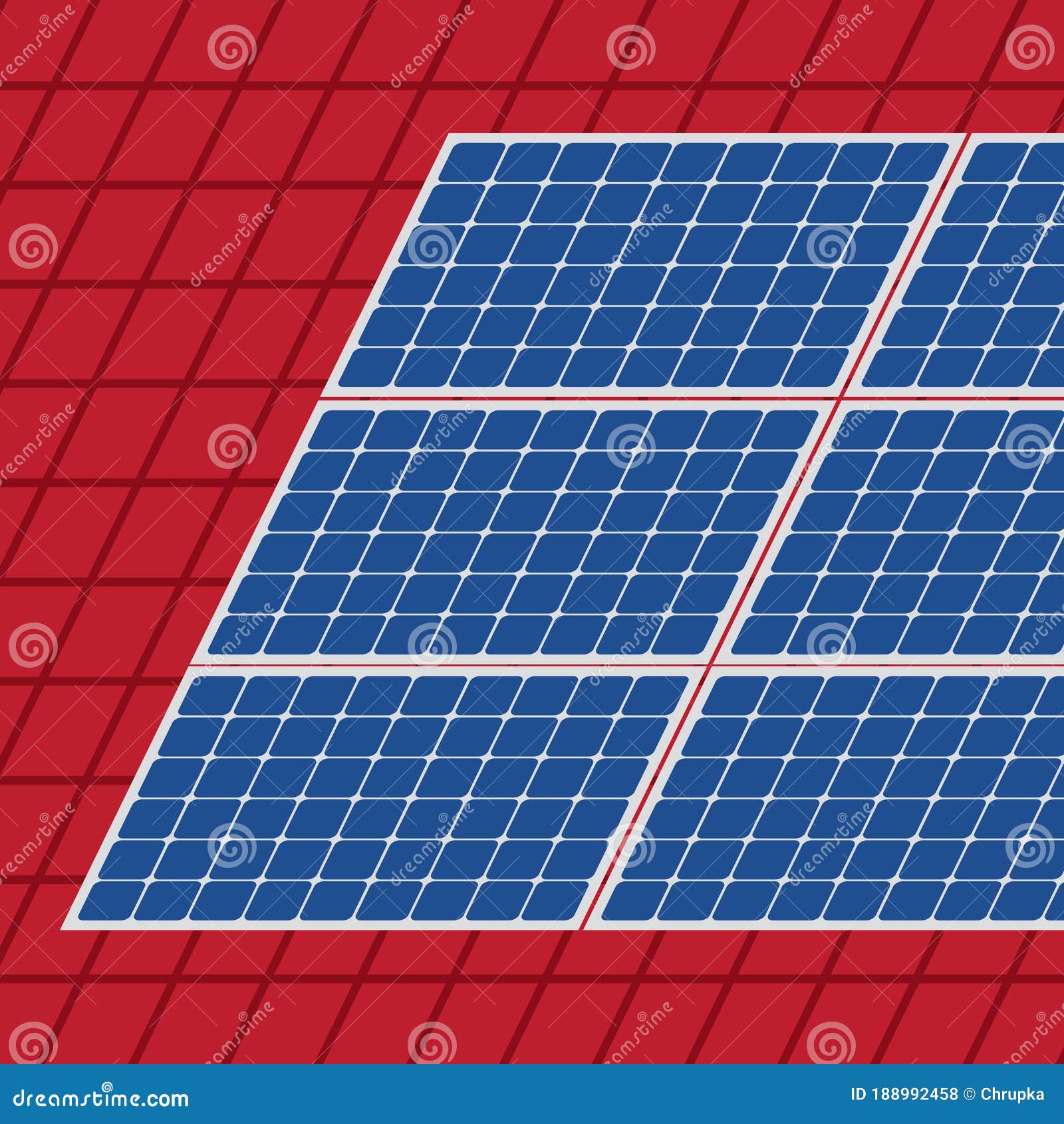 Roof with solar panels stock vector. Illustration of building - 188992458