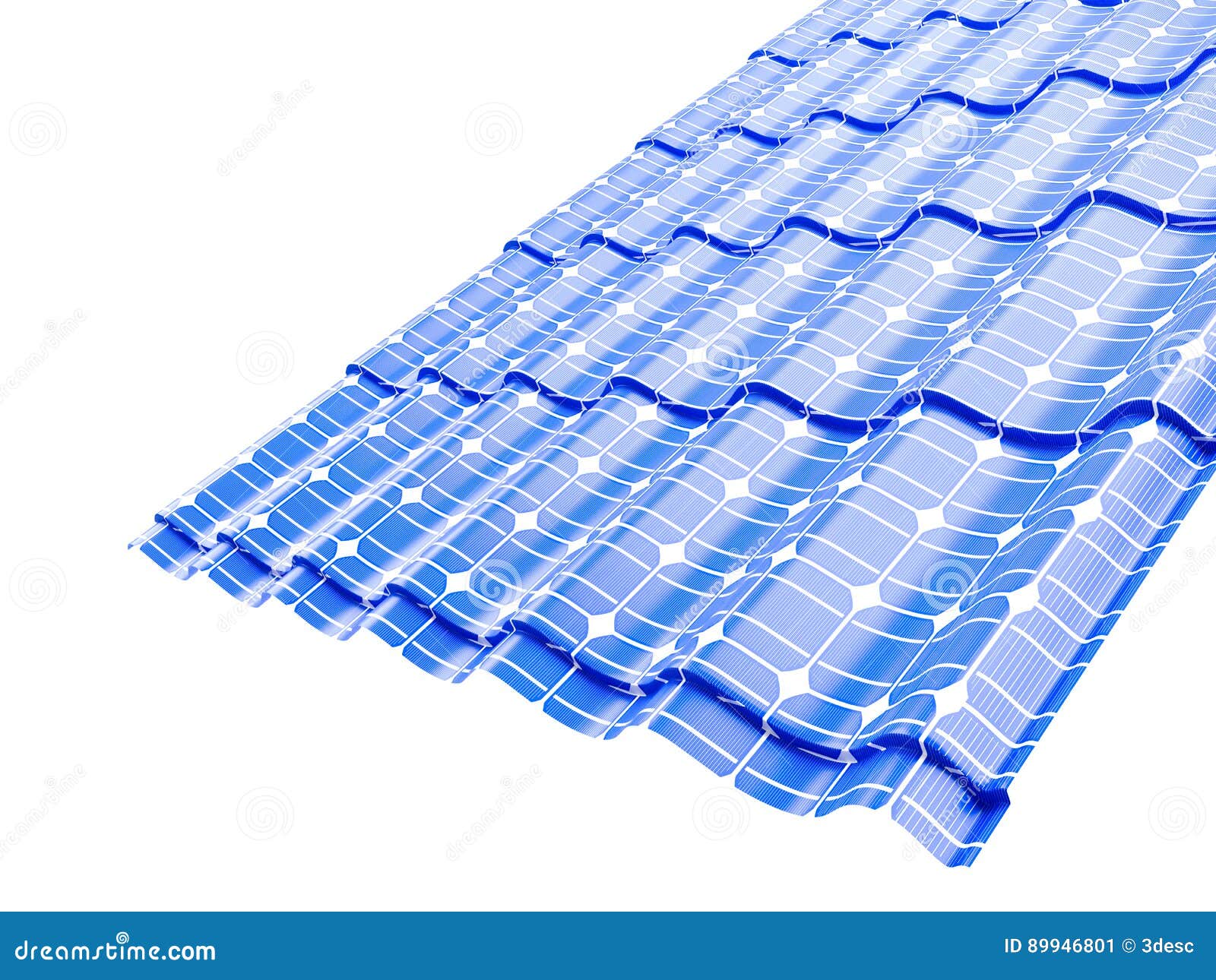 Roof Solar Panels on a White Background 3D Illustration Stock ...