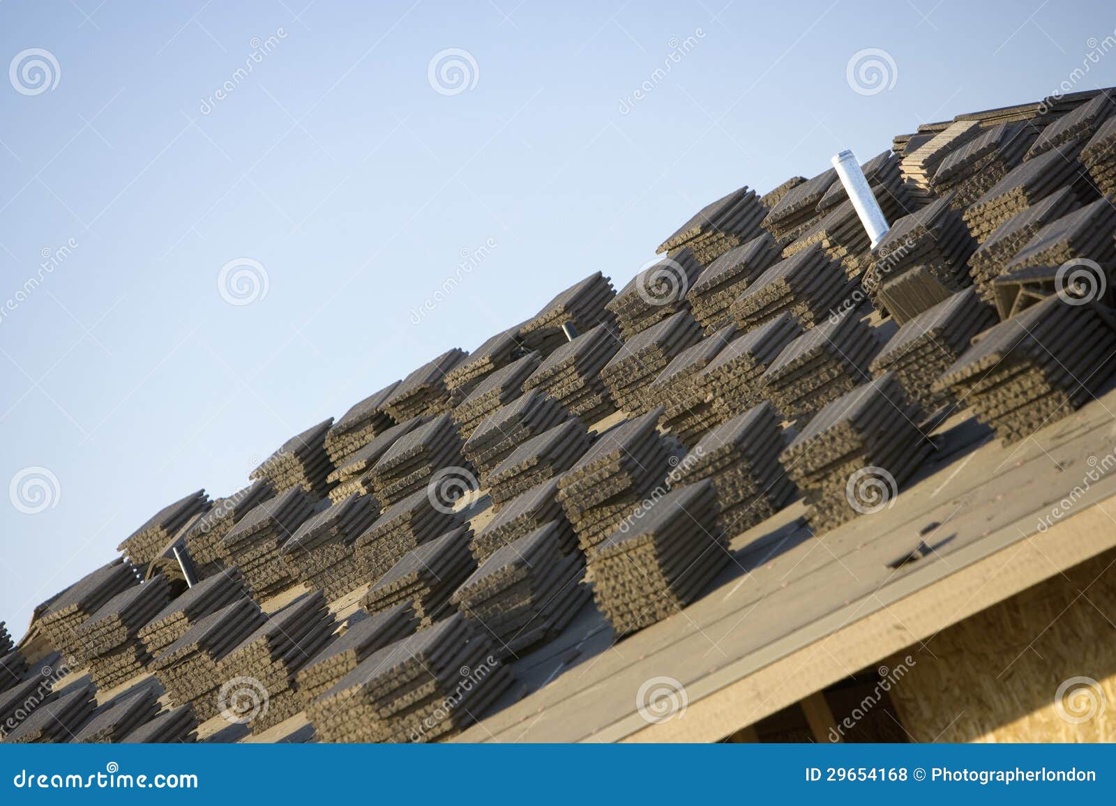 Roof Stack at Construction Site Stock Photo - Image of horizontal ...