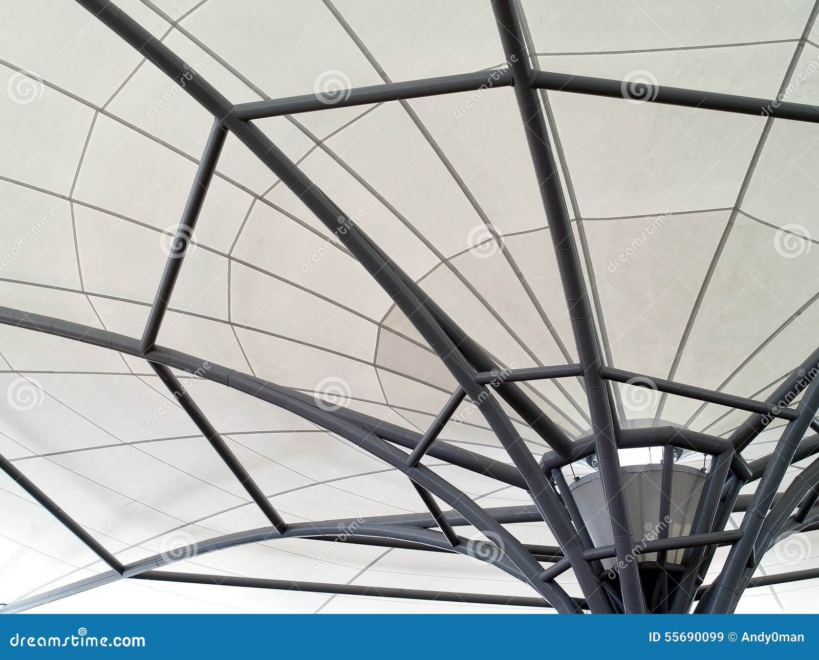 Detail of Dark Gray Metal Pipe Frame with White Canvas Roof, Roof ...