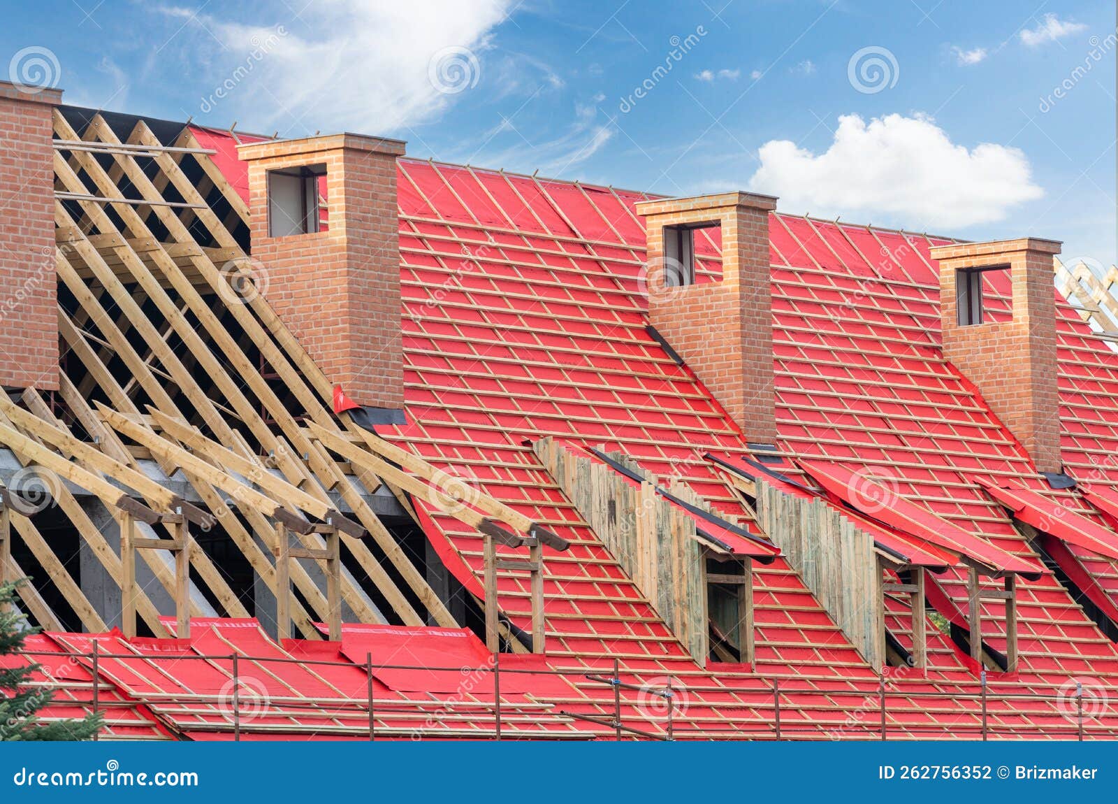 Roof Structure of Building on Construction Site Stock Photo - Image of ...