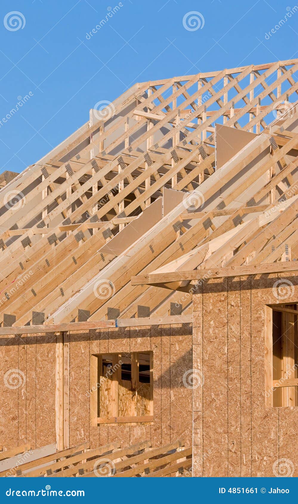 Roof Structure of a New Home Stock Image - Image of structure ...