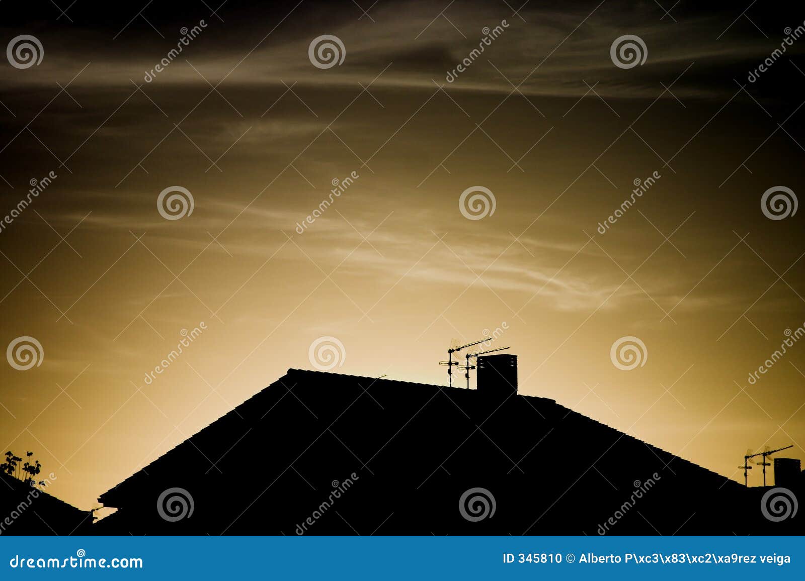 Roof in the sunset stock photo. Image of roof, clouds, home - 345810