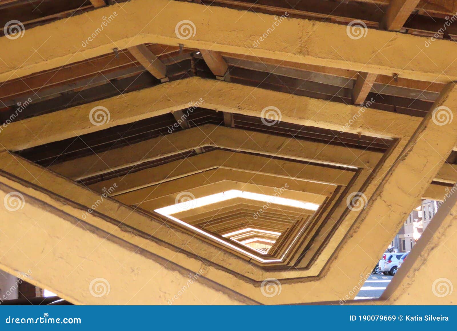 Roof Support Made with Various Geometric Shapes in Wood, Perspective ...