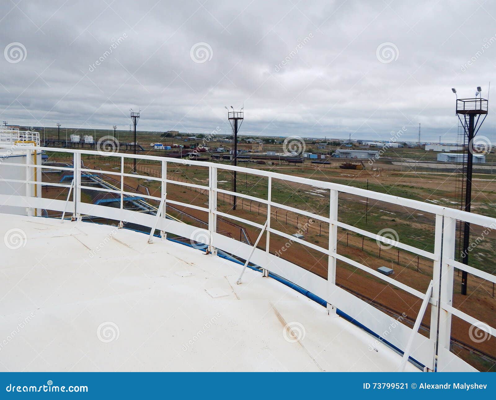 Roof of the tank. stock image. Image of railing, metal - 73799521