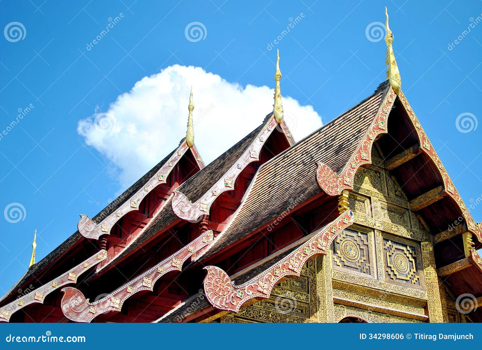 The roof of temple stock photo. Image of blue, golden - 34298606