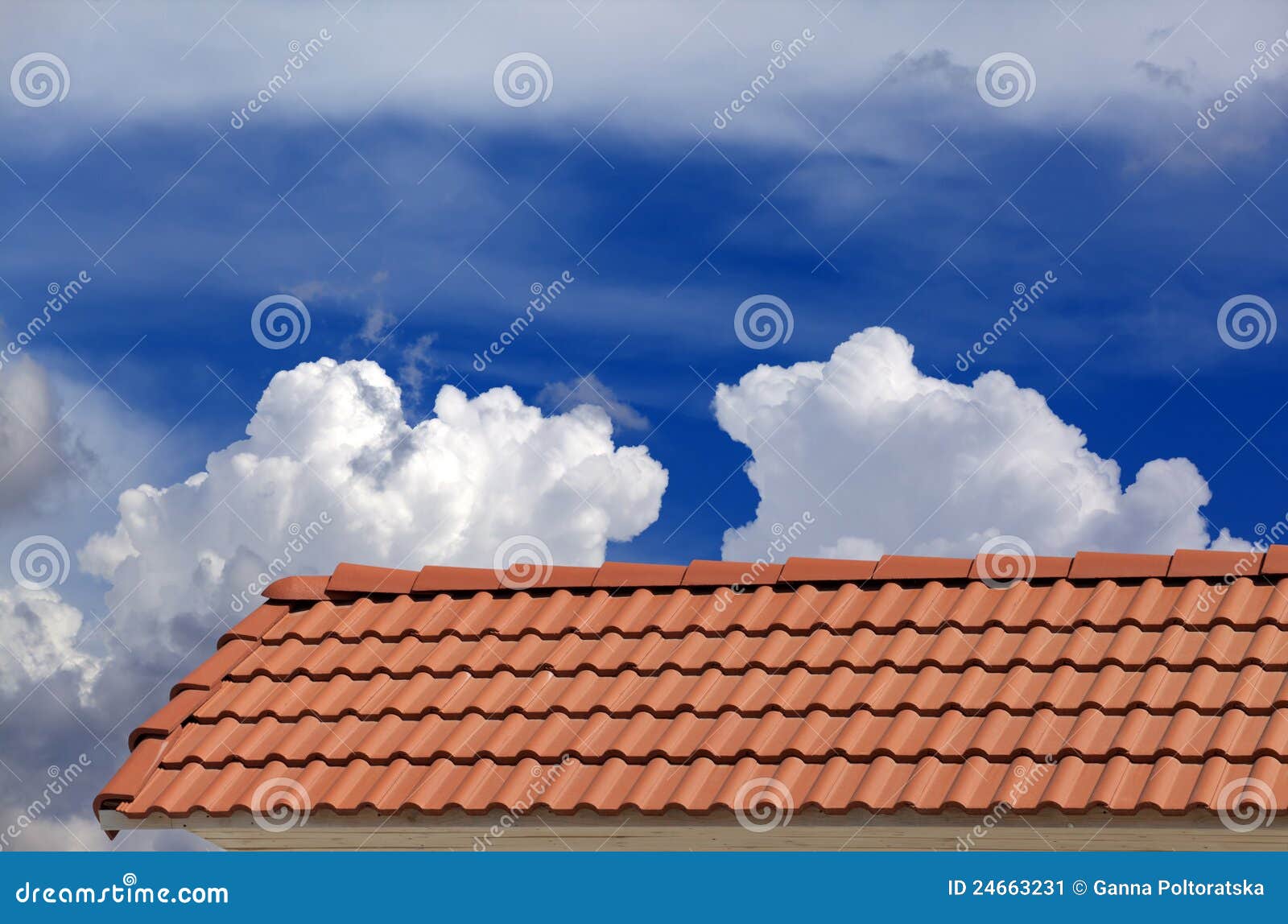 Roof tiles and blue sky stock image. Image of exterior - 24663231