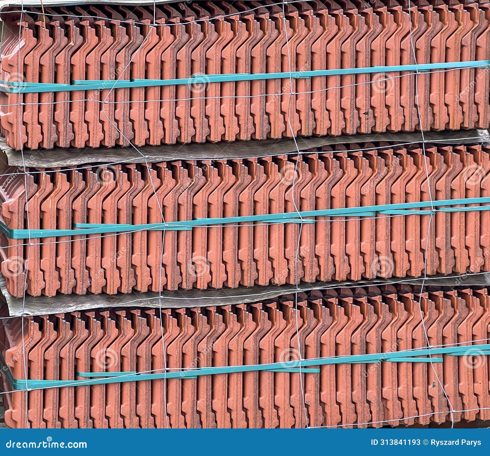 Roof Tiles Stacked on a Pallet, Visible from the Side As a Background ...