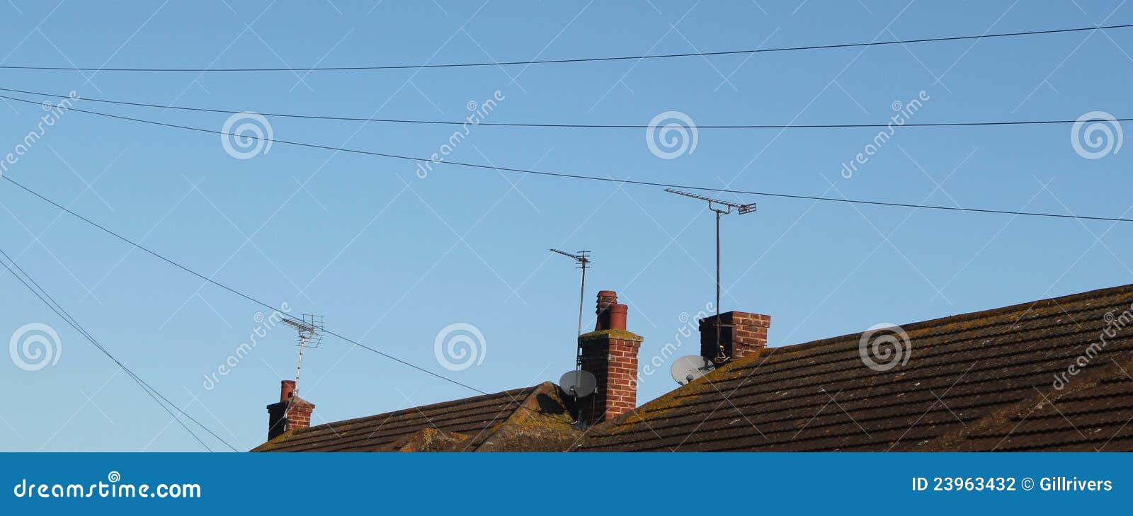 Roof Top Clutter stock photo. Image of blue, wires, tops - 23963432