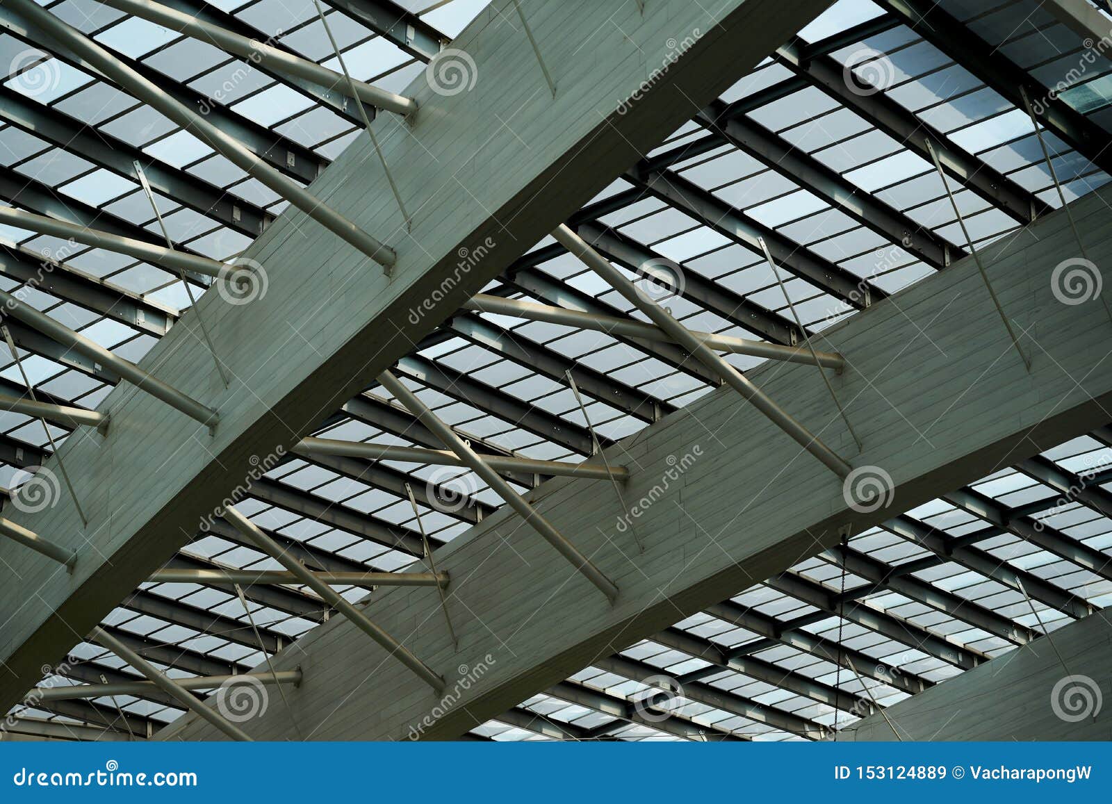 Roof Top Inside Metal Mess Structure and Mirror Bottom See Sky Stock ...
