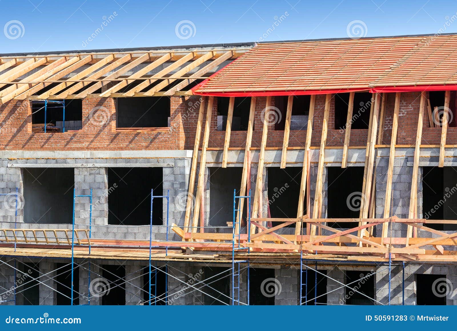 Roof under construction stock image. Image of site, rafter - 50591283