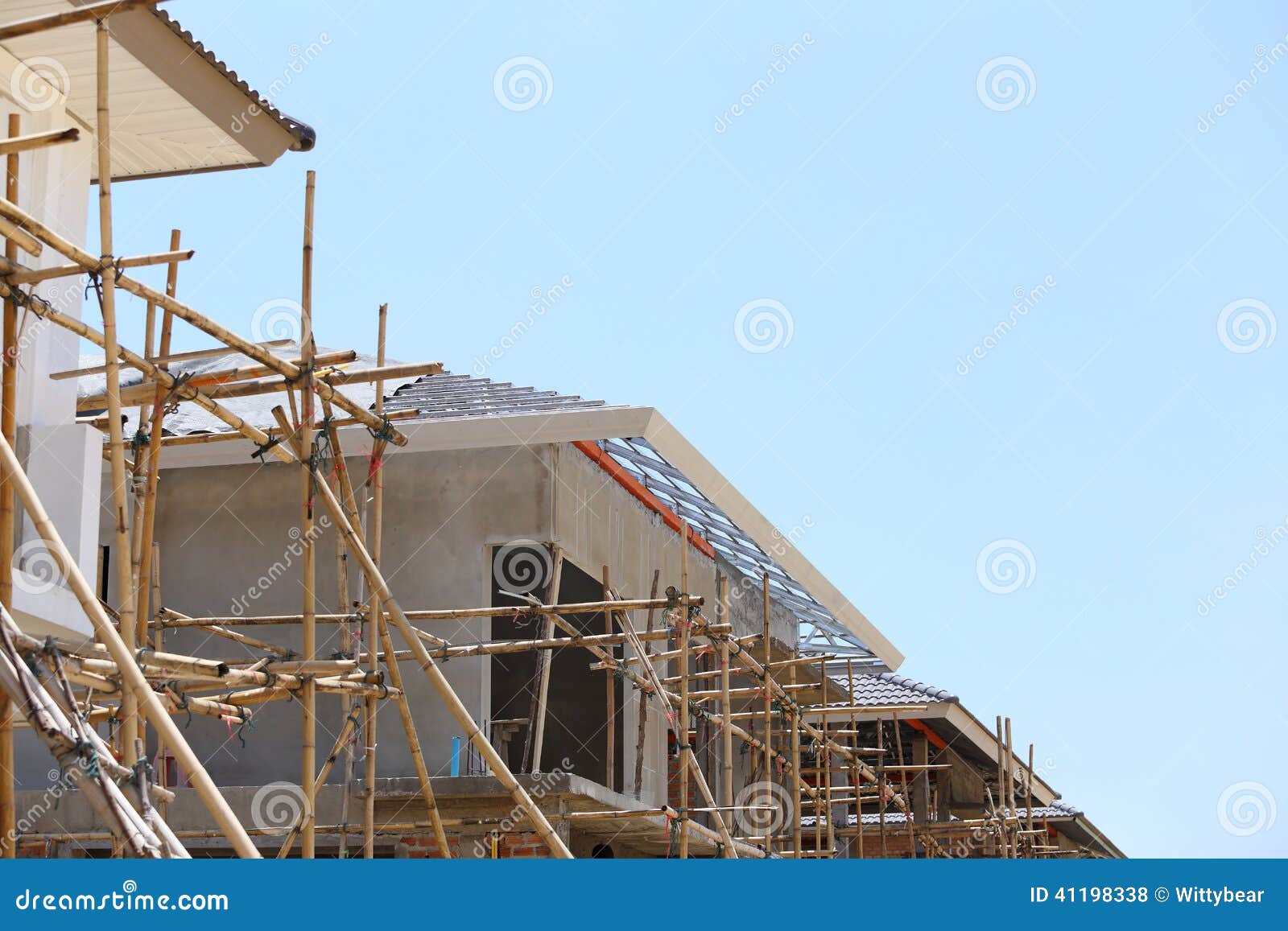 Roof Under Construction for Home Building Stock Photo - Image of ...