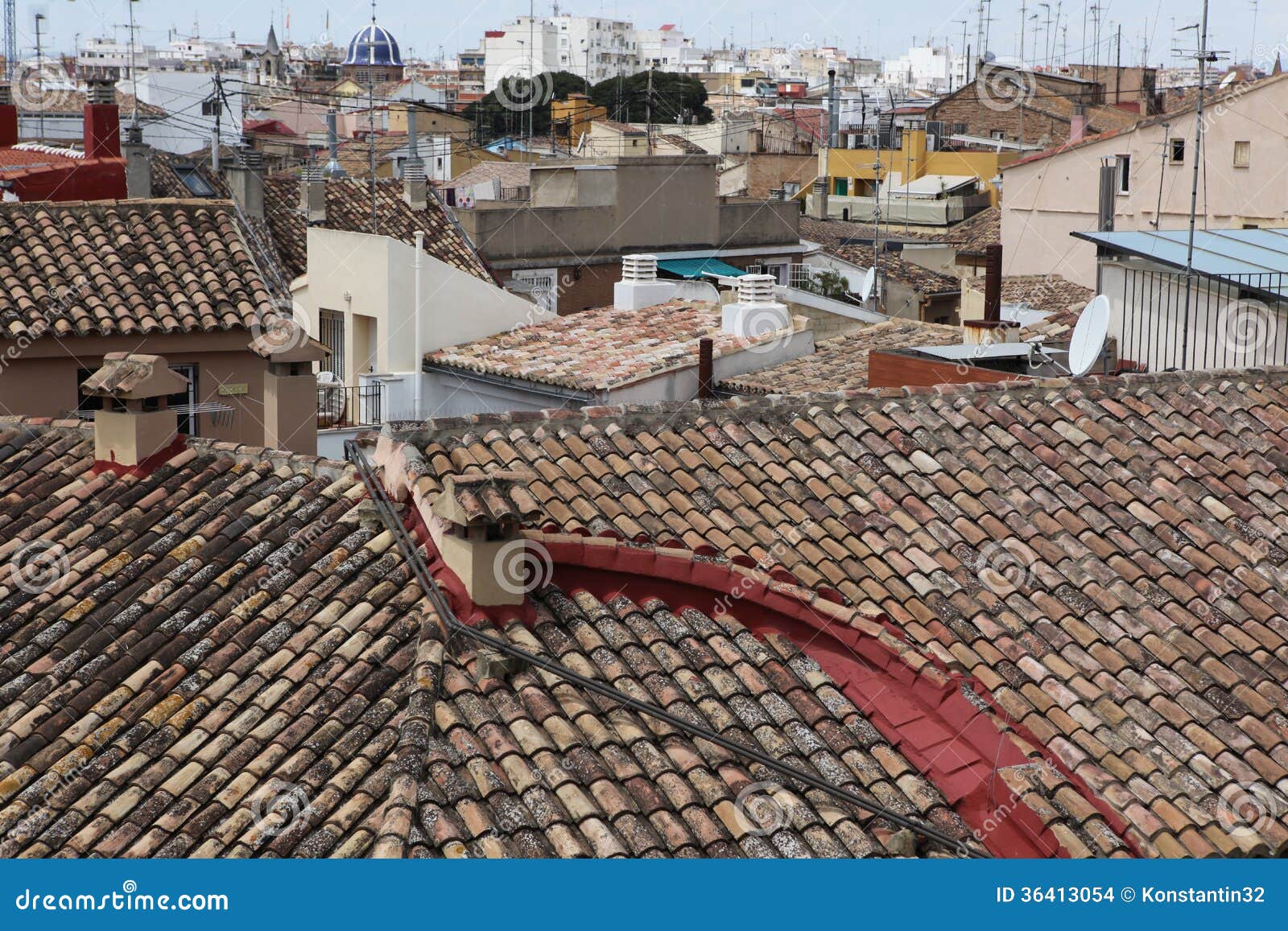 Roof of Valencia, Spain stock photo. Image of church - 36413054