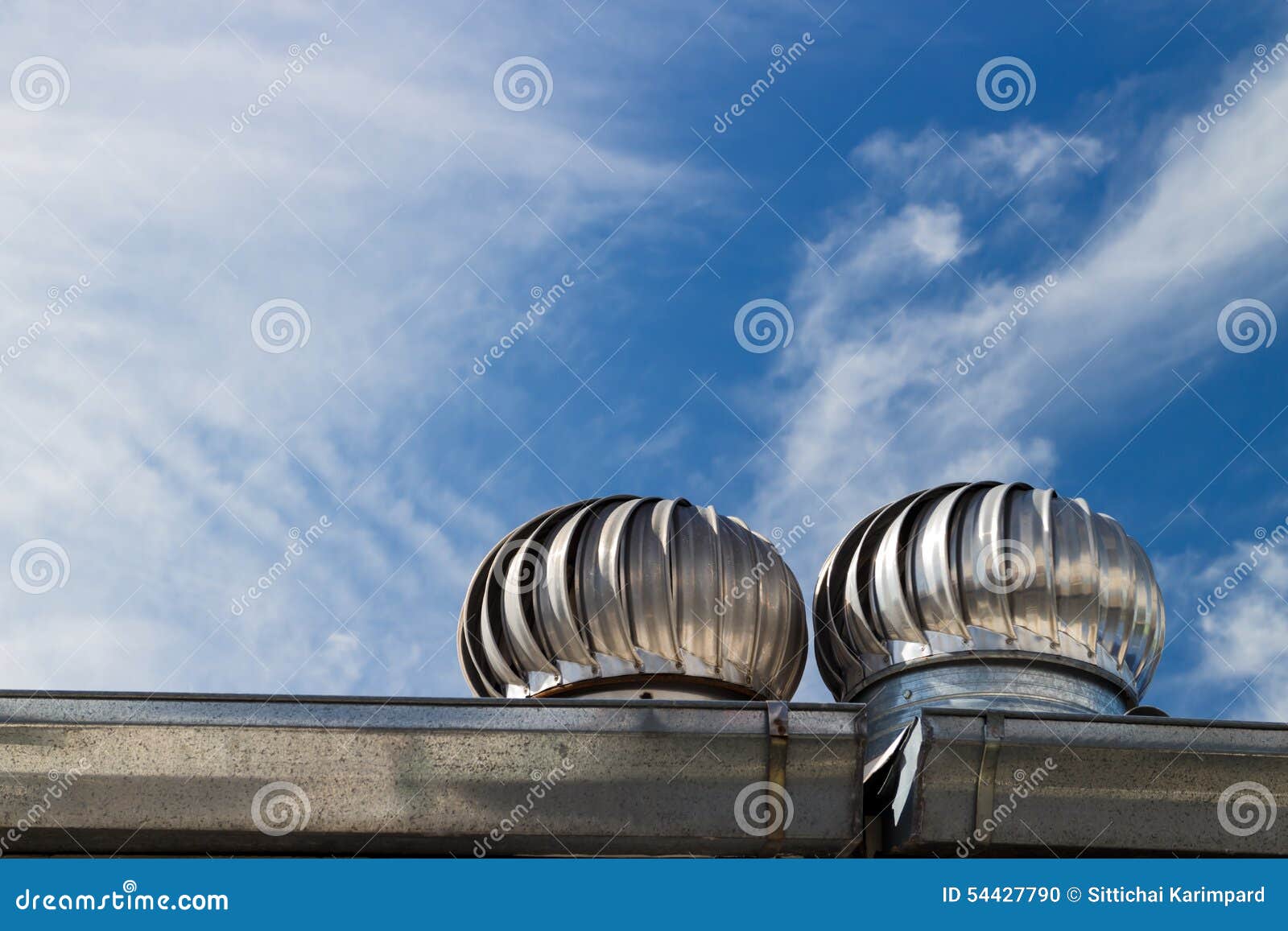 Roof Ventilation. Side View Of A Galvanized Metal Rooftop Chimney Hood ...
