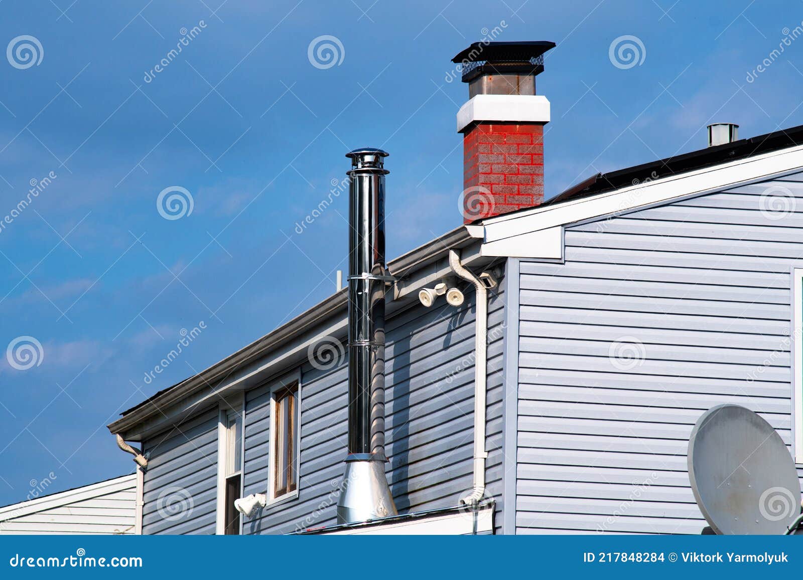 Roof with Ventilation Pipe and Flue Terminal Modern Stock Photo - Image ...
