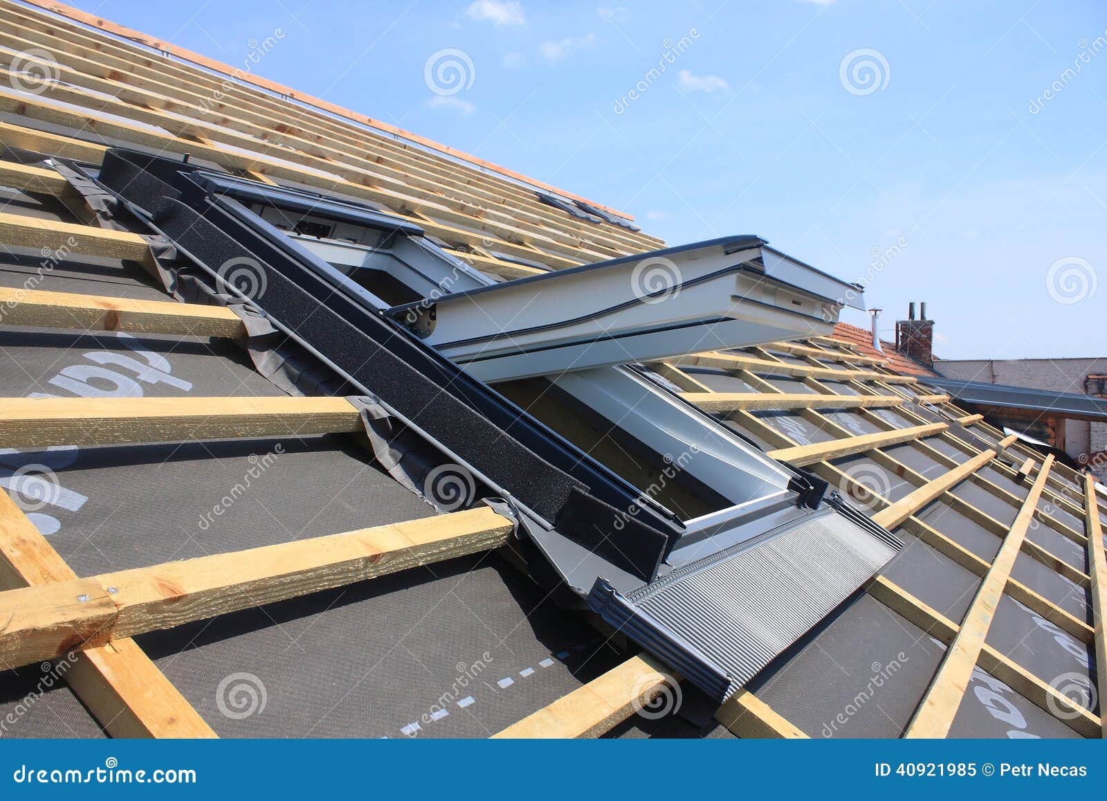 Skylights Windows On Modern House Roof Top. Attic Skylight Windows On ...