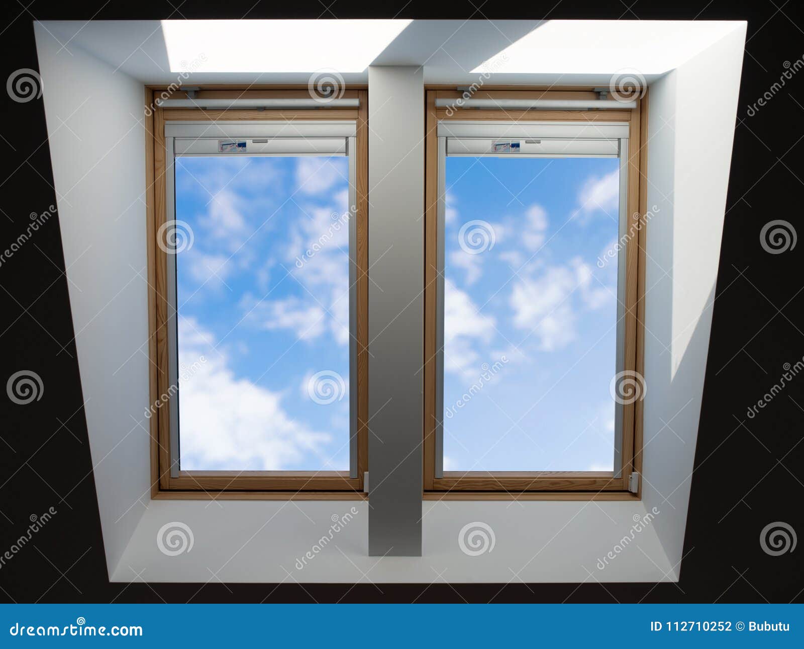 Roof Windows Overlooking the Blue Slightly Cloudy Sky Stock Photo ...