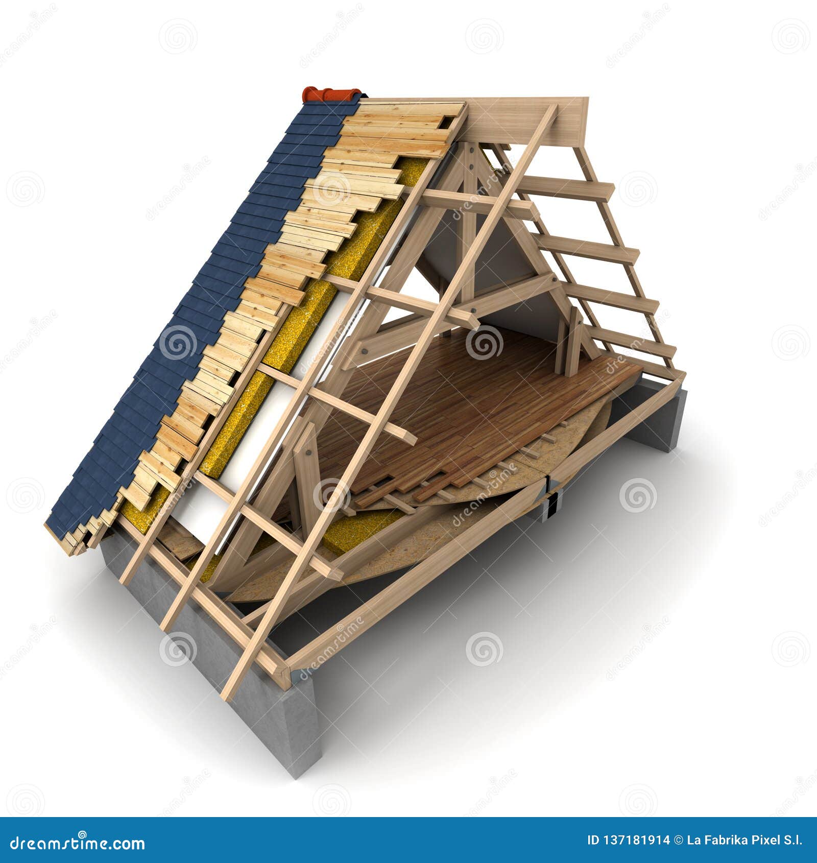 Roof wooden framework stock illustration. Illustration of house - 137181914