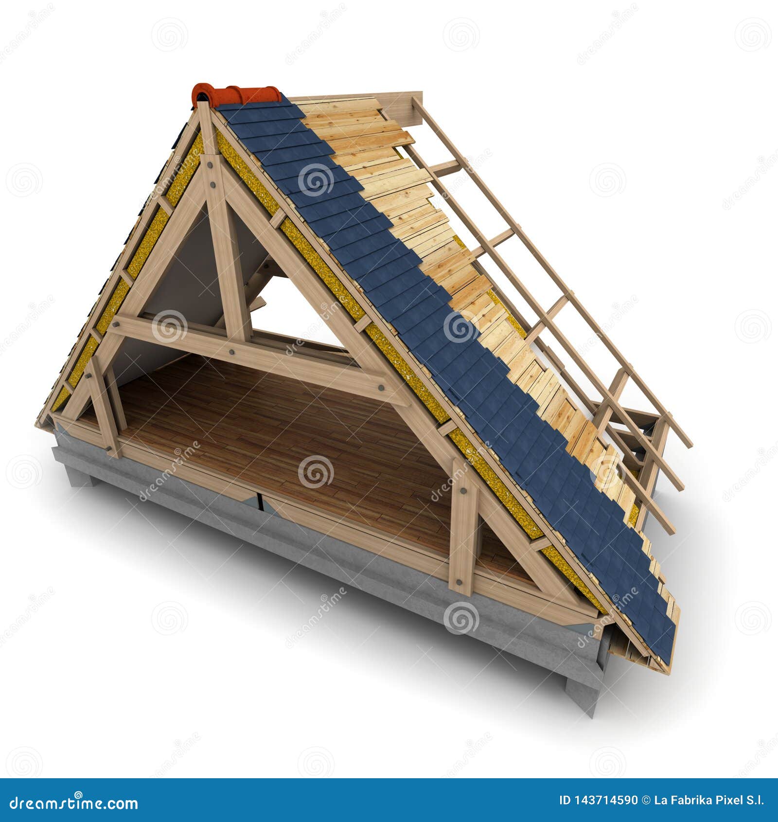 Roof wooden framework stock illustration. Illustration of beam - 143714590