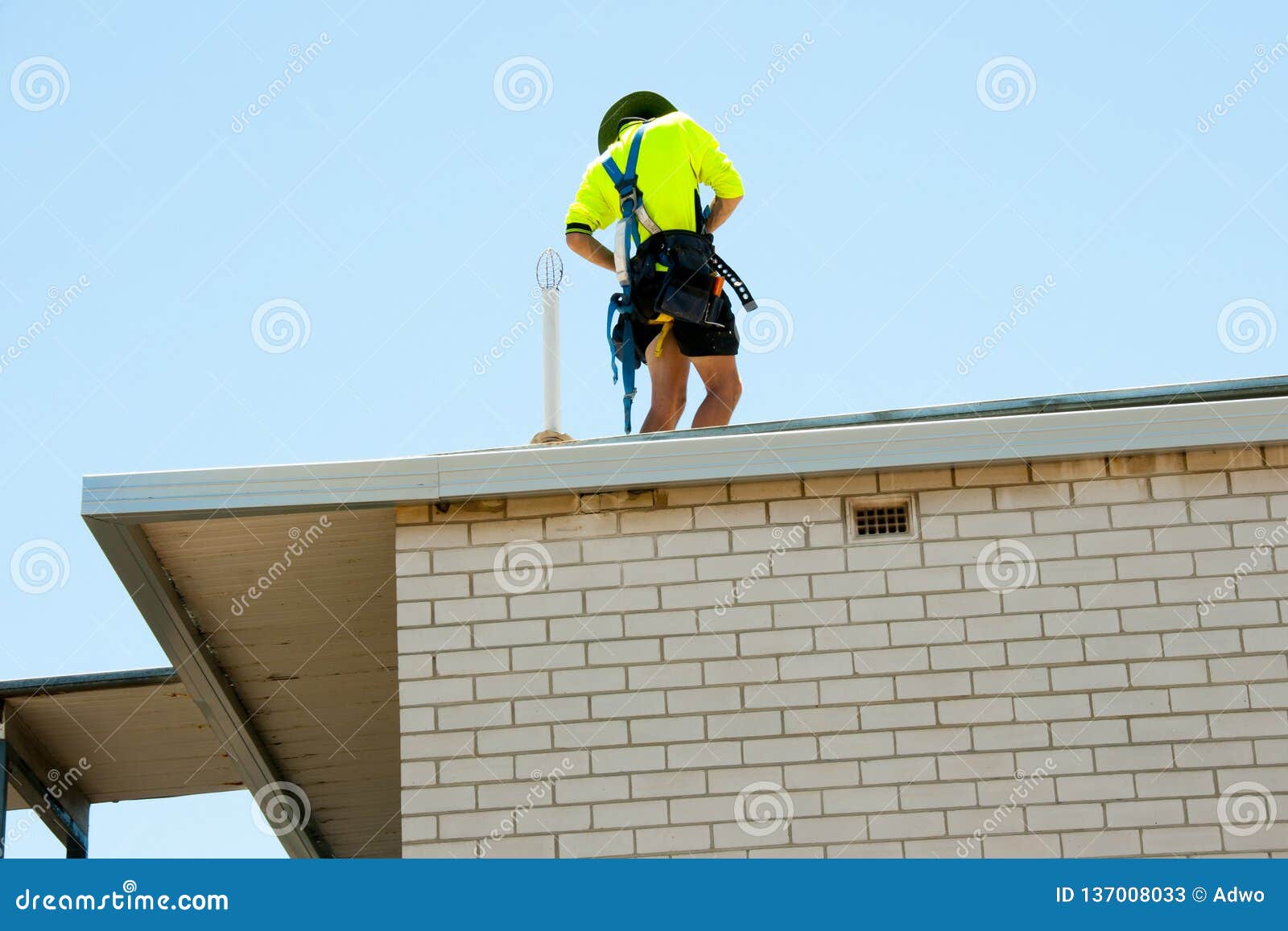 Roof Work Renovation stock image. Image of metal, person - 137008033