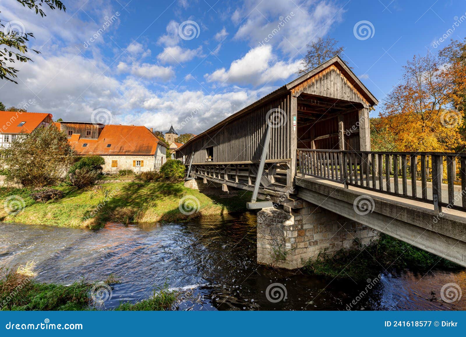 Roofed bridge stock image. Image of historic, river - 241618577