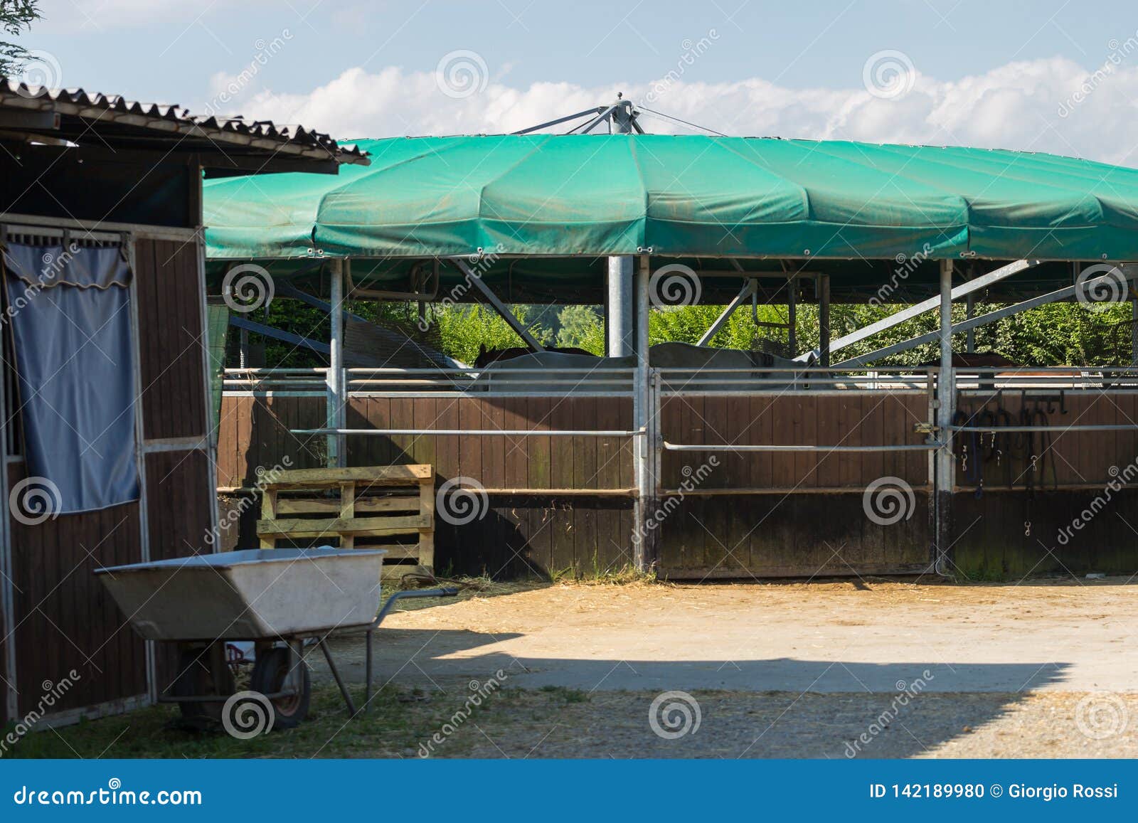 Roofed Horse Walker: Equestrian Circular Structure in a Farm Stock ...