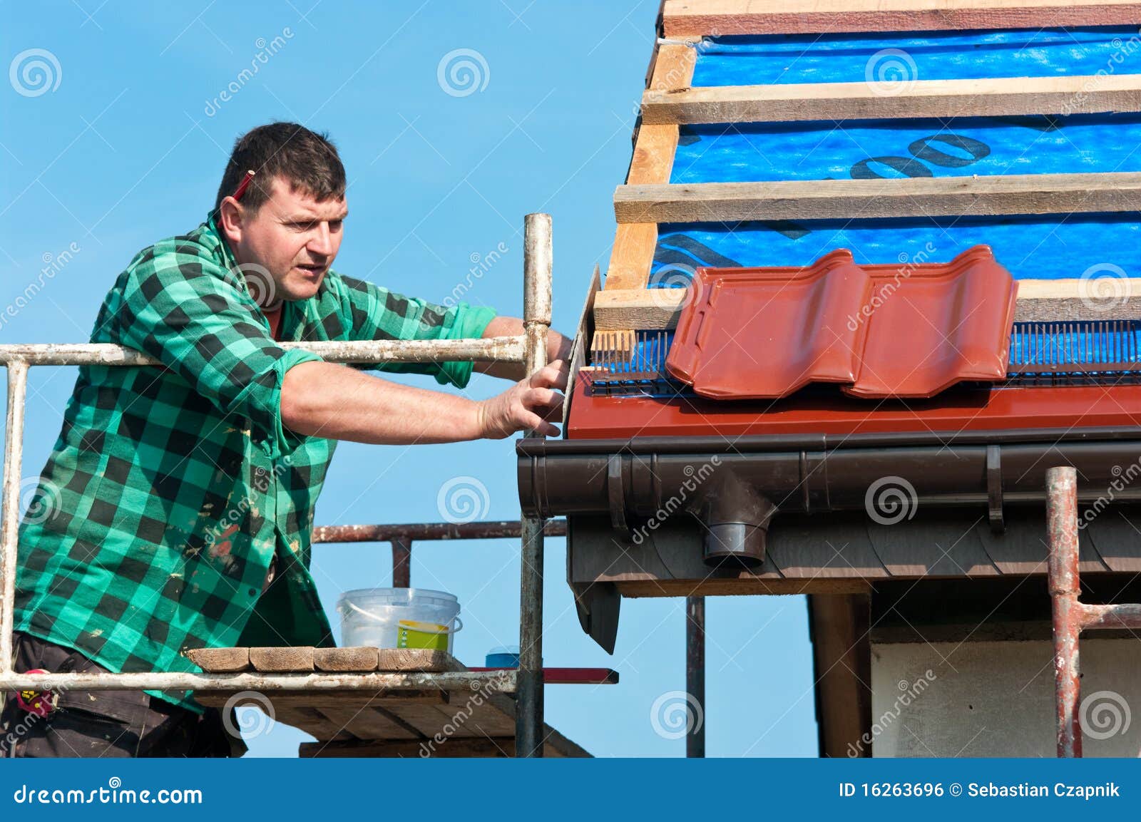 Roofer stock photo. Image of tiles, work, labourer, build - 16263696