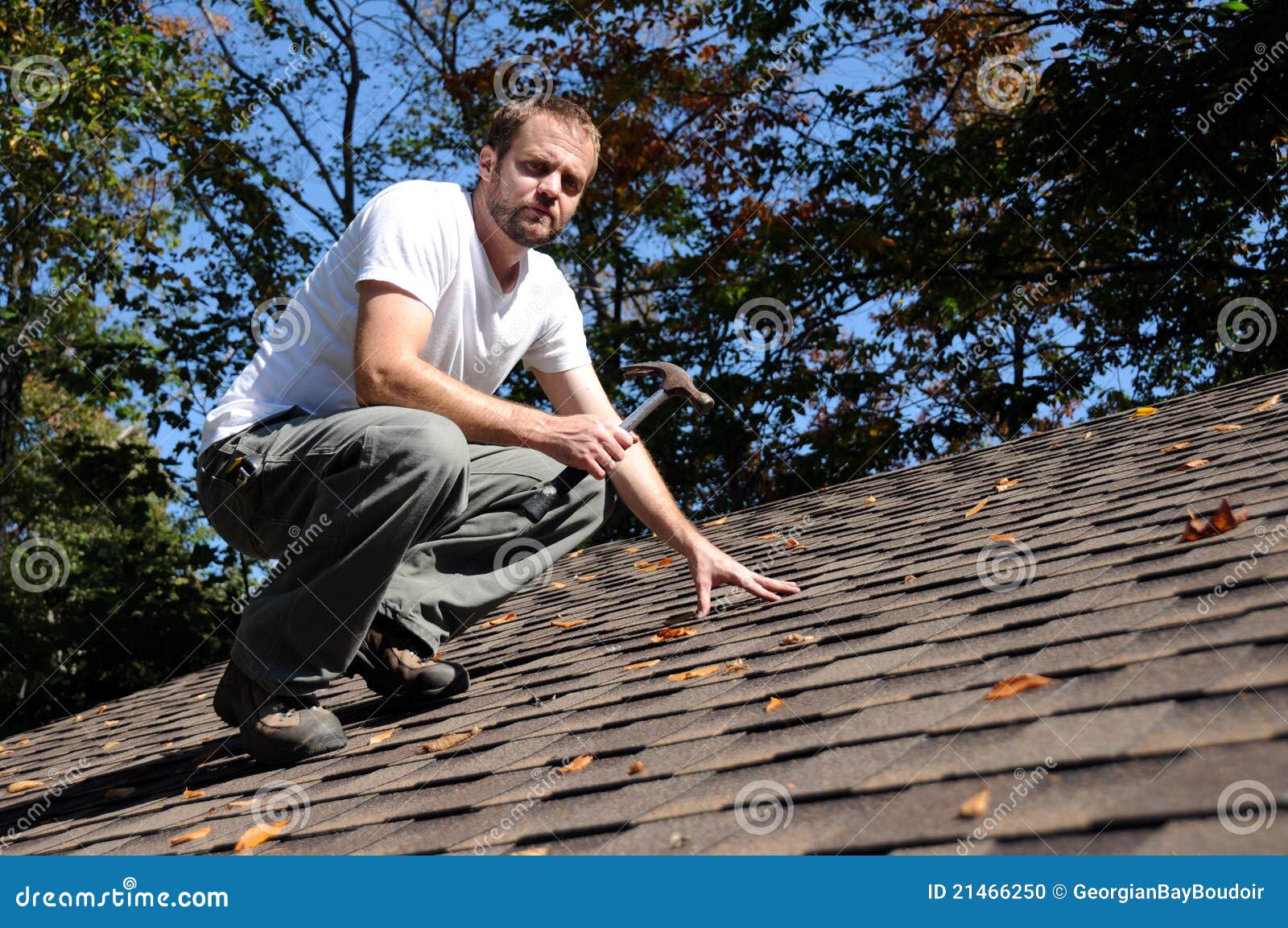 Roofer stock photo. Image of hammer, renovating, descending - 21466250